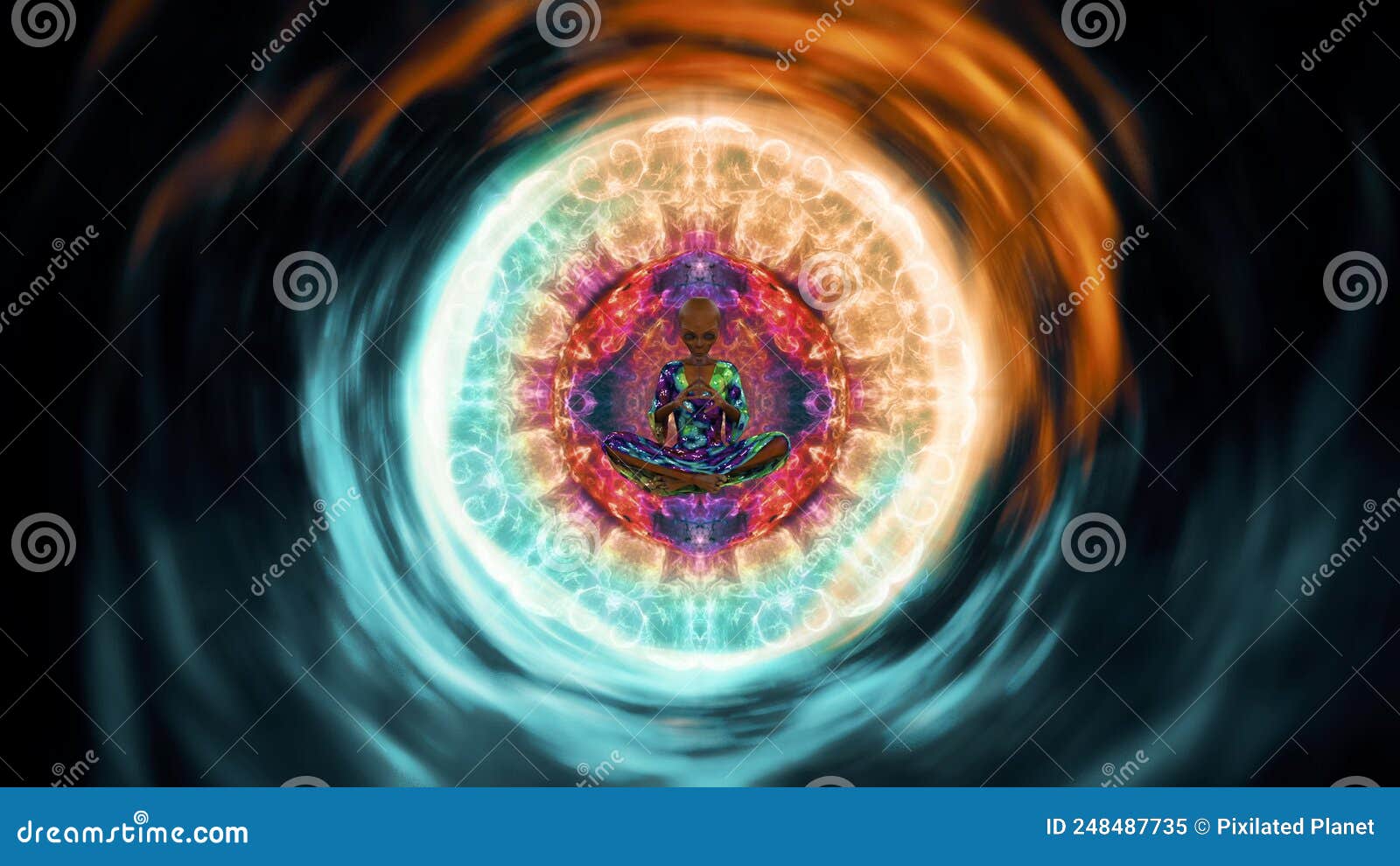 Seamless Loop Alien Meditating on a Psychedelic Background, Stock Video ...