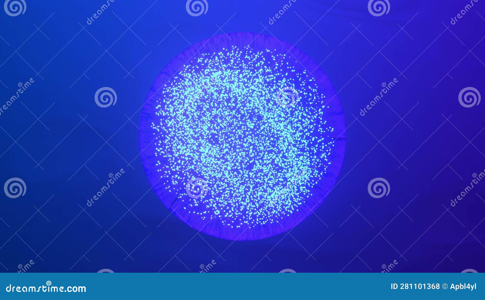Seamless Loop Blue Particle Energy Sphere. Abstract Technology, Science ...
