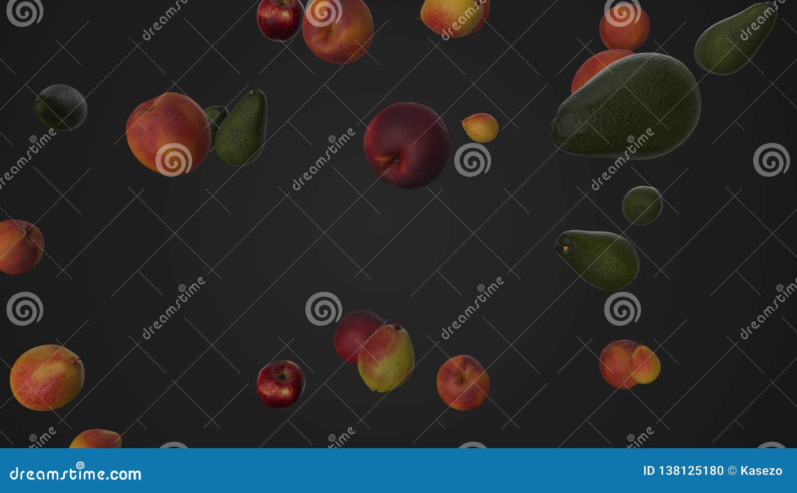 Seamless Loop of Falling Fruits. 3d Render Stock Footage - Video of ...