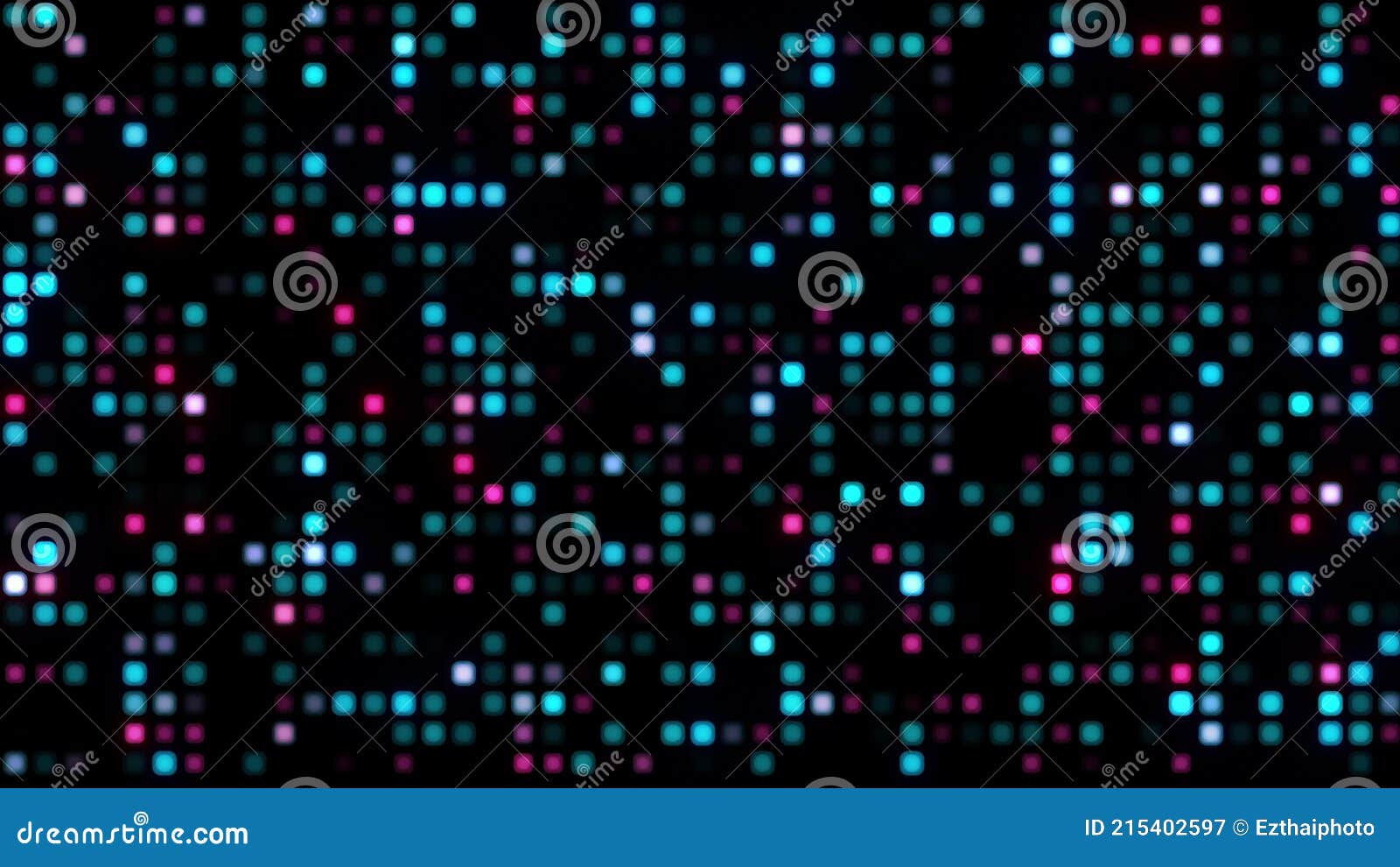 Seamless Loop Flashing Blue Purple Pixel LED Lights on Black Background ...