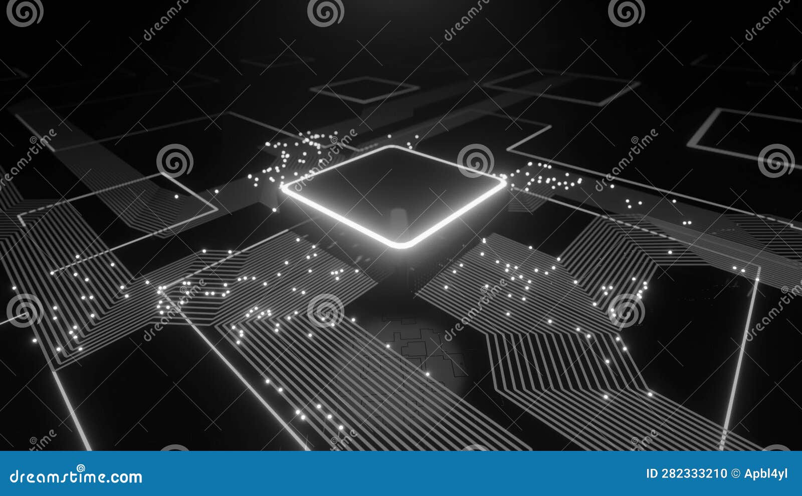 Seamless Loop High Tech CPU Processing Data 3D Animation. Signals from ...