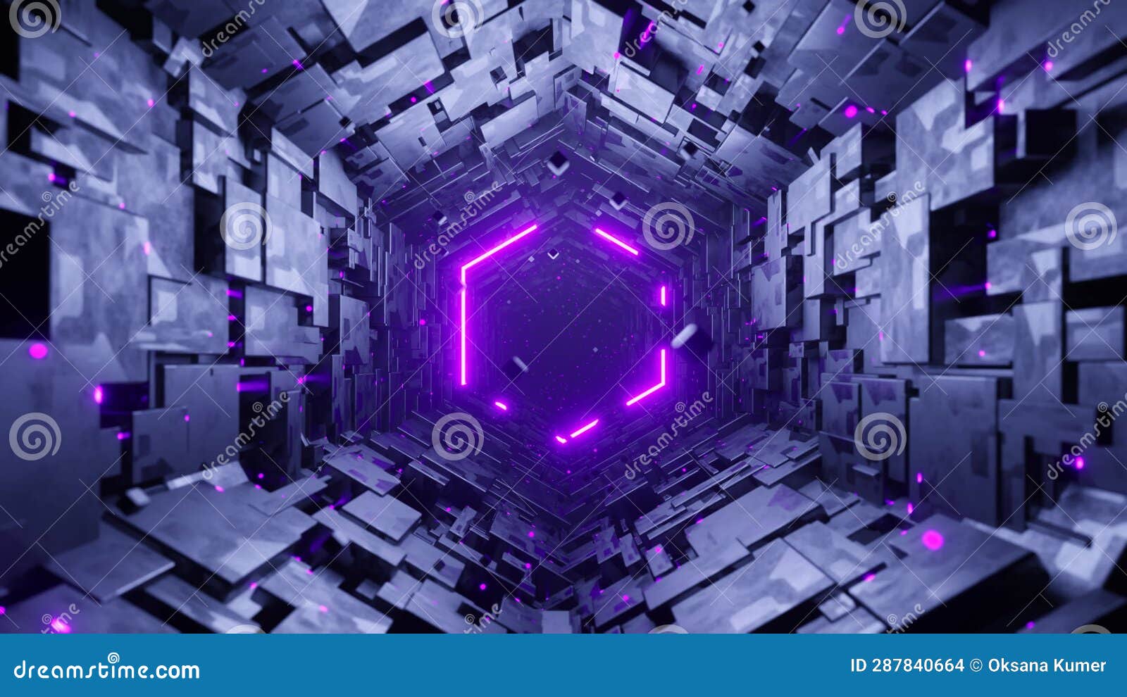 Seamless Loop Motion Graphic of Flying into Hexagonal Tech Tunnel Stock ...