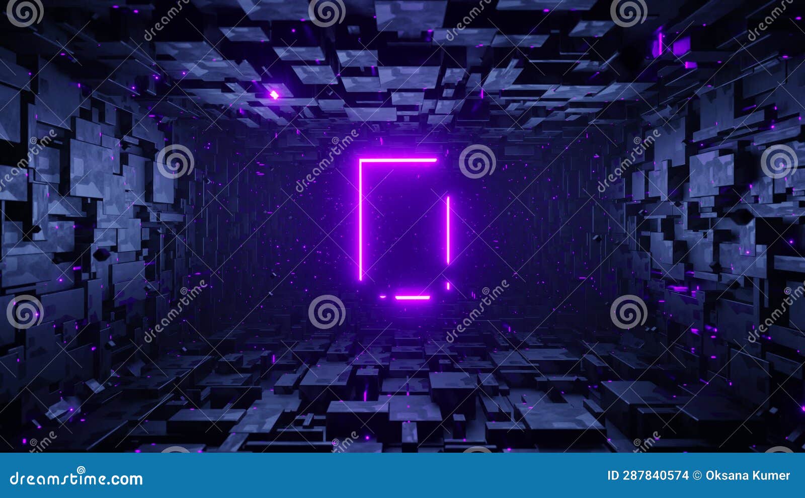 Seamless Loop Motion Graphic of Flying into Rectangular Tech Tunnel ...