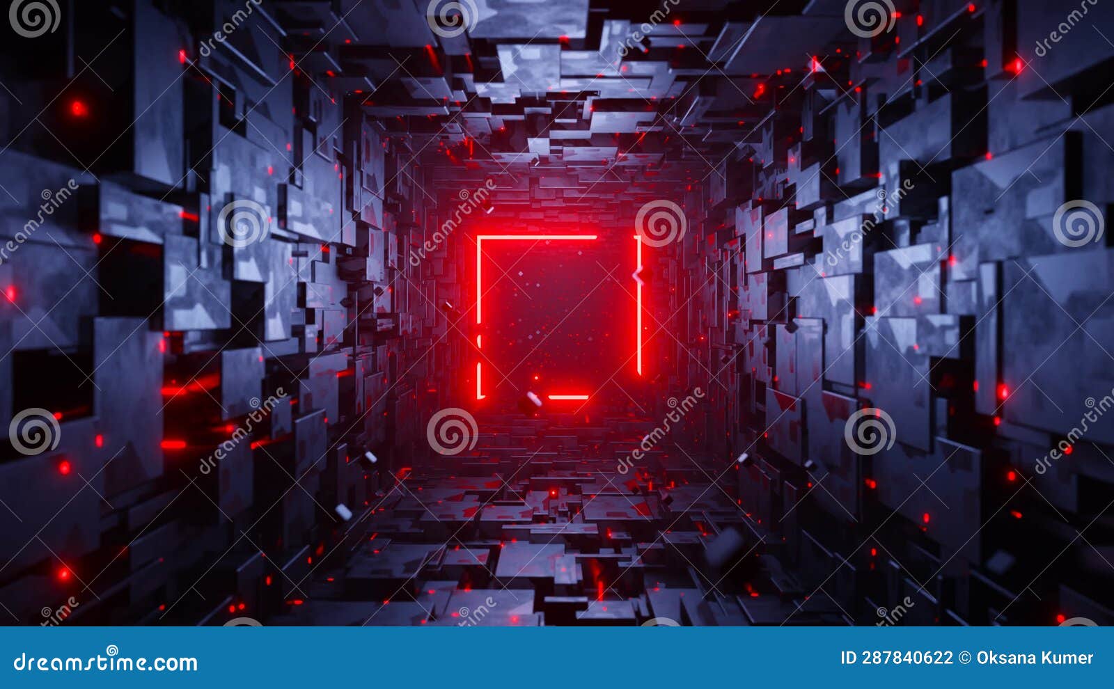 Seamless Loop Motion Graphic of Flying into Rectangular Tech Tunnel ...