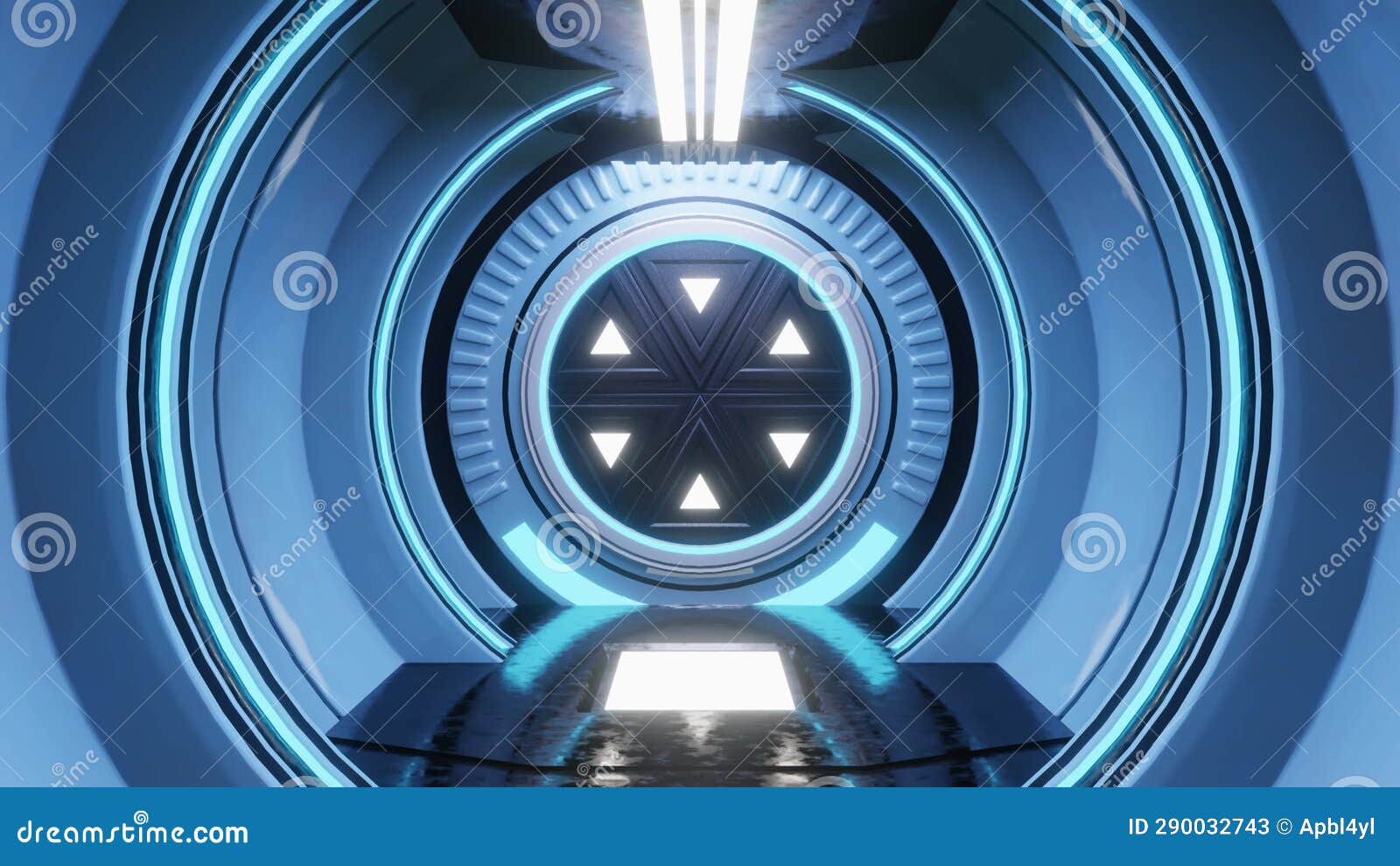 Seamless Loop Motion Graphic of Flying into Sci-fi Spaceship Hallway ...