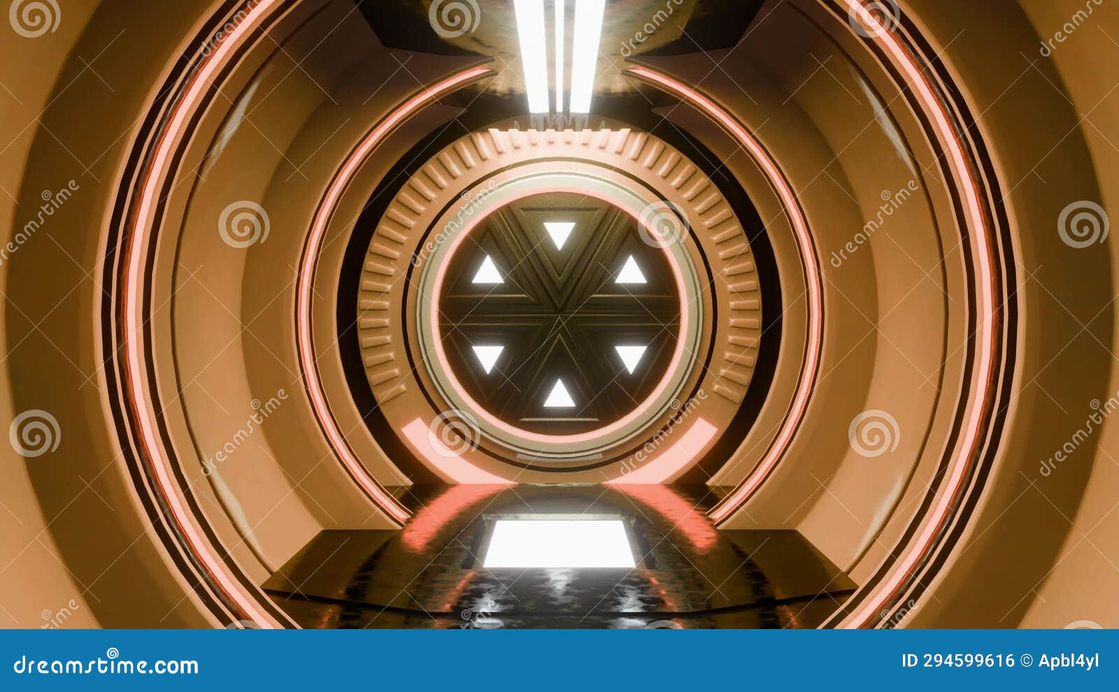 Seamless Loop Motion Graphic of Flying into Sci-fi Spaceship Hallway ...