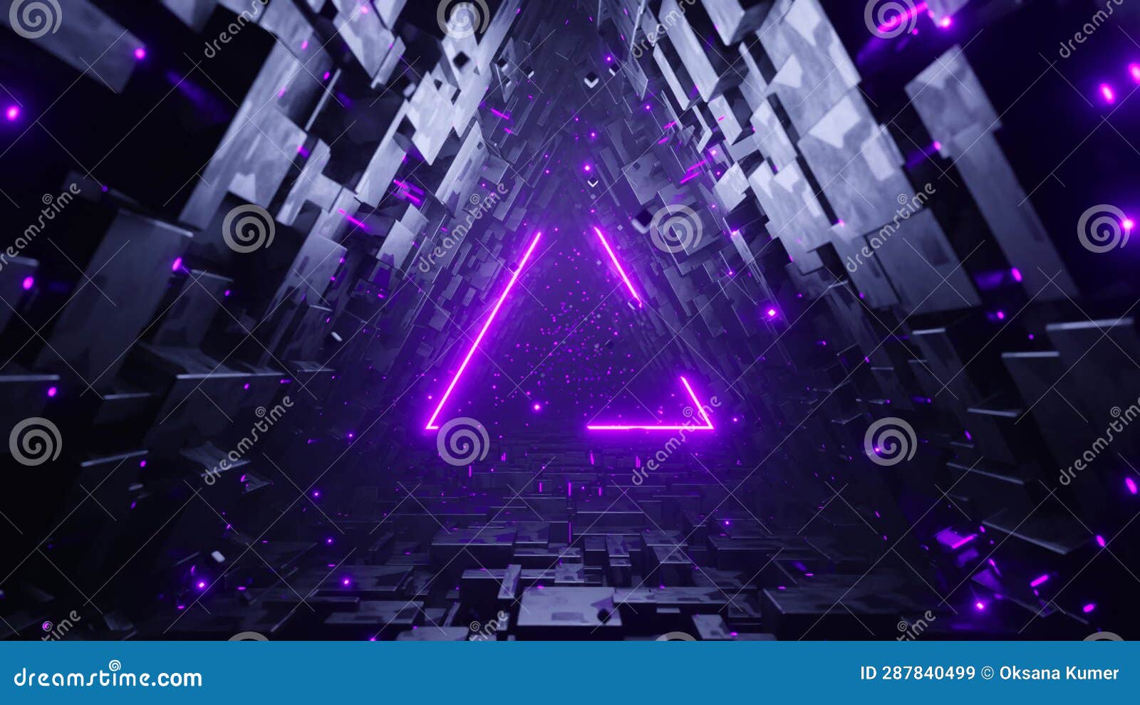 Seamless Loop Motion Graphic of Flying into Triangle Tech Tunnel Stock ...