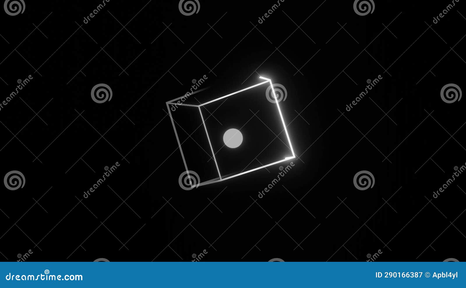 Seamless Loop Rotating Wireframe Cube with Sphere Inside on Black ...