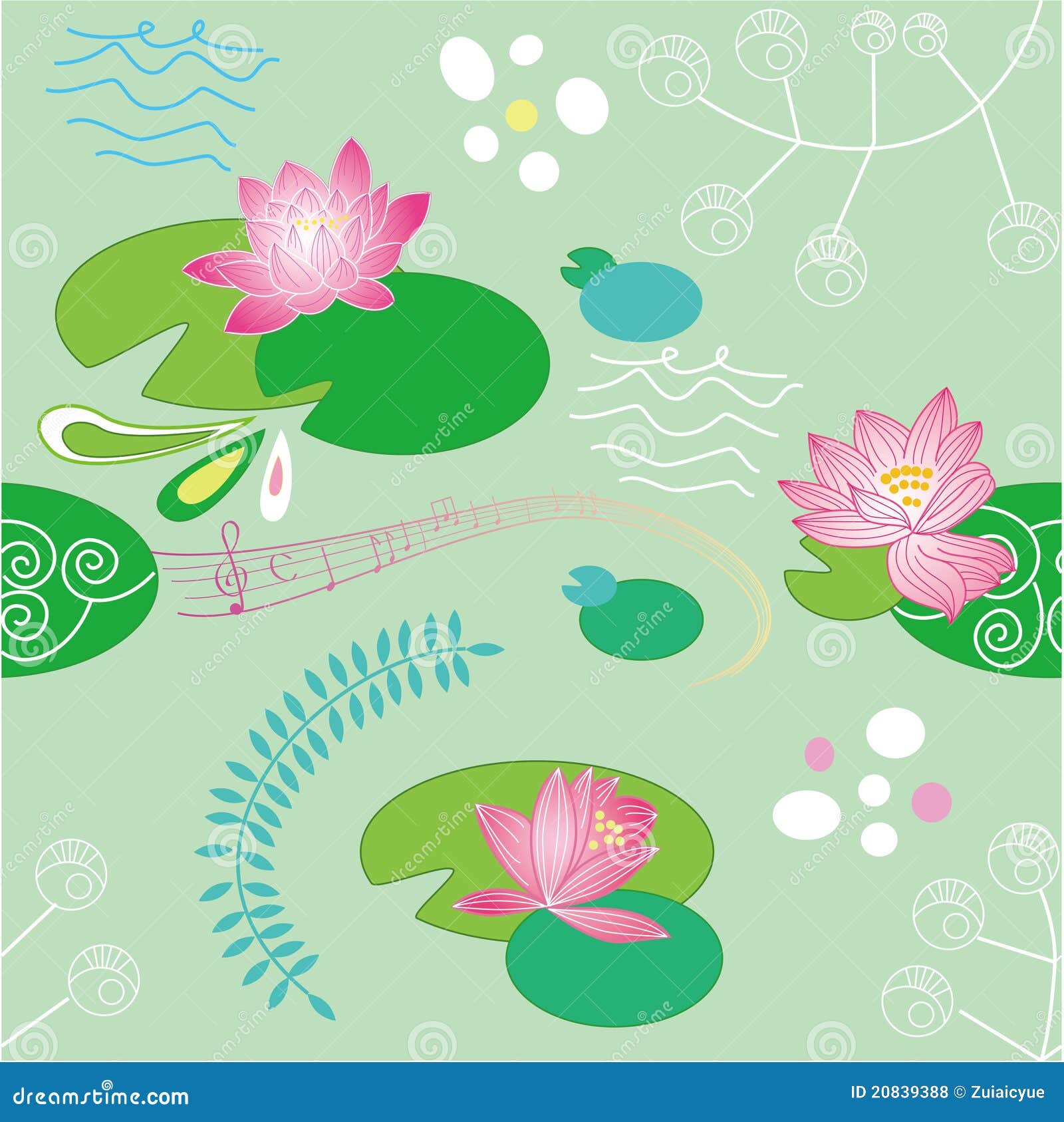 Seamless Lotus Flower Background Vector Illustration | CartoonDealer ...