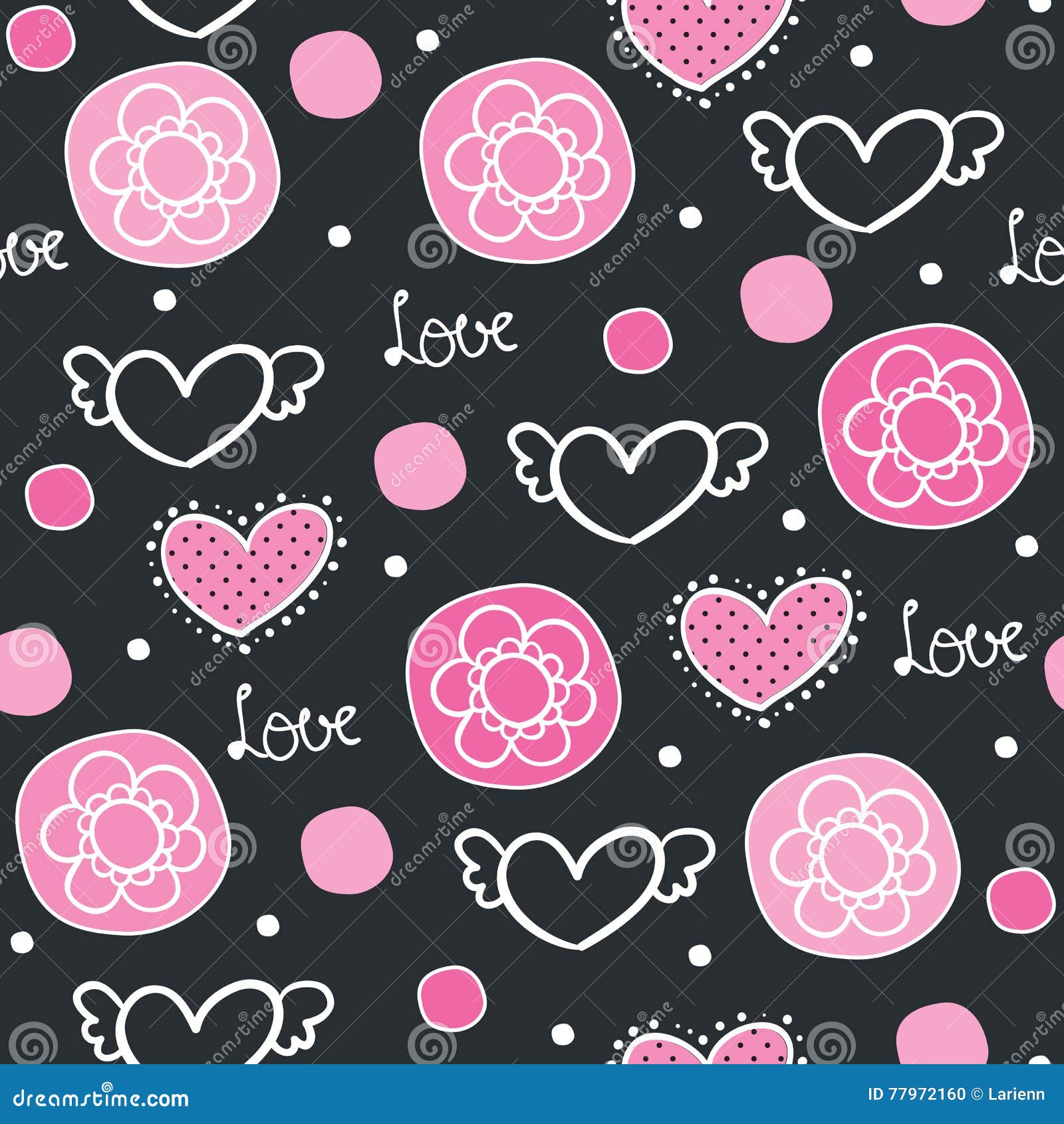 Seamless Love Flower Pattern Vector Illustration Stock Vector ...