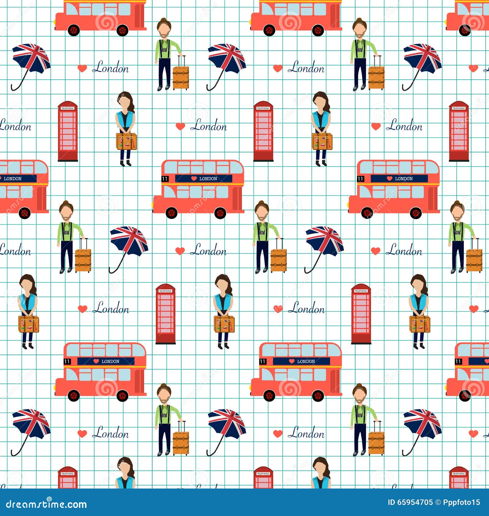 Seamless Love London England Great Britain Pattern Vector Illustration ...