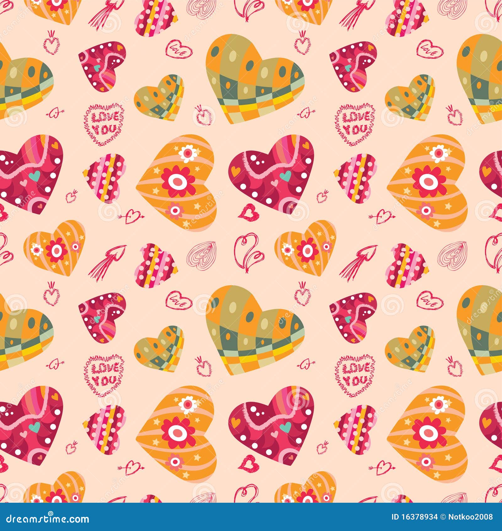 Seamless love pattern stock vector. Illustration of clip - 16378934
