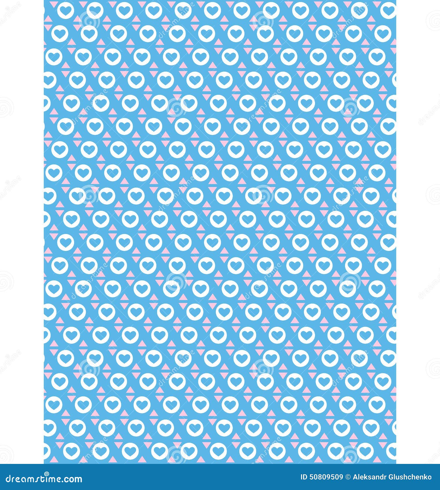 Seamless Love Pattern. Blue Hearts on White Circles on Blue Stock ...