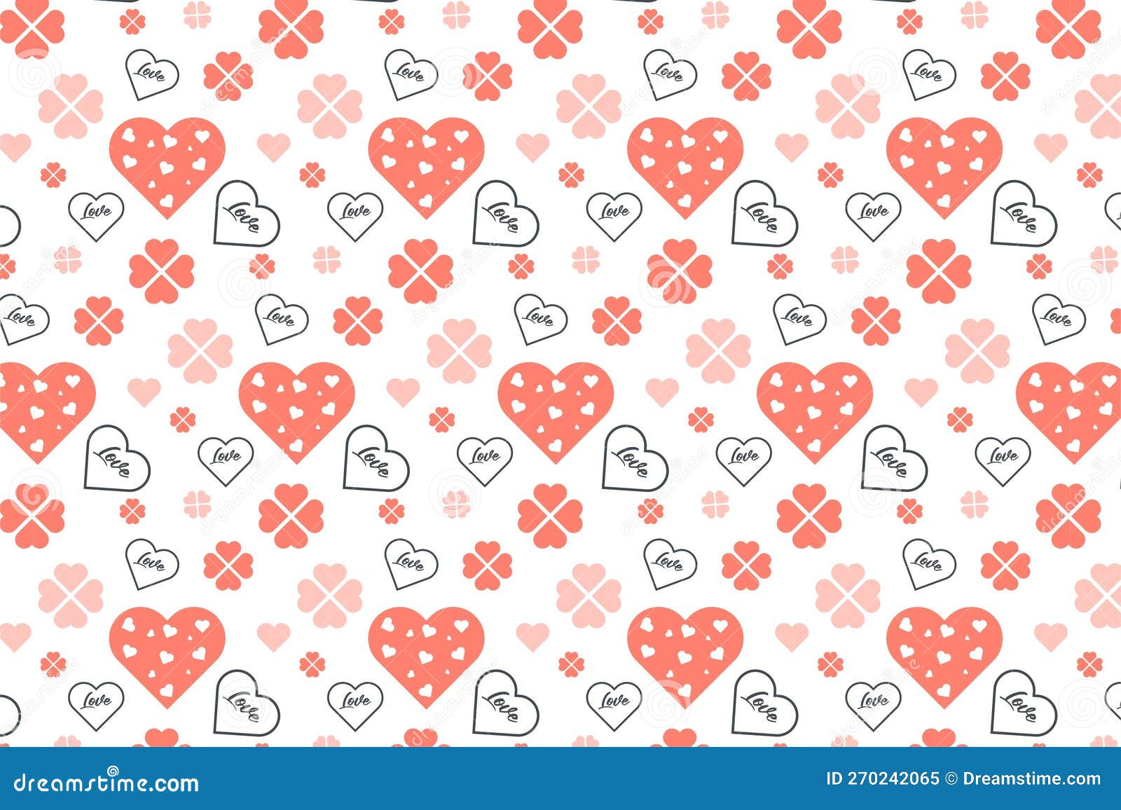 Seamless Love Pattern Decoration with Different Heart Shapes. Abstract ...