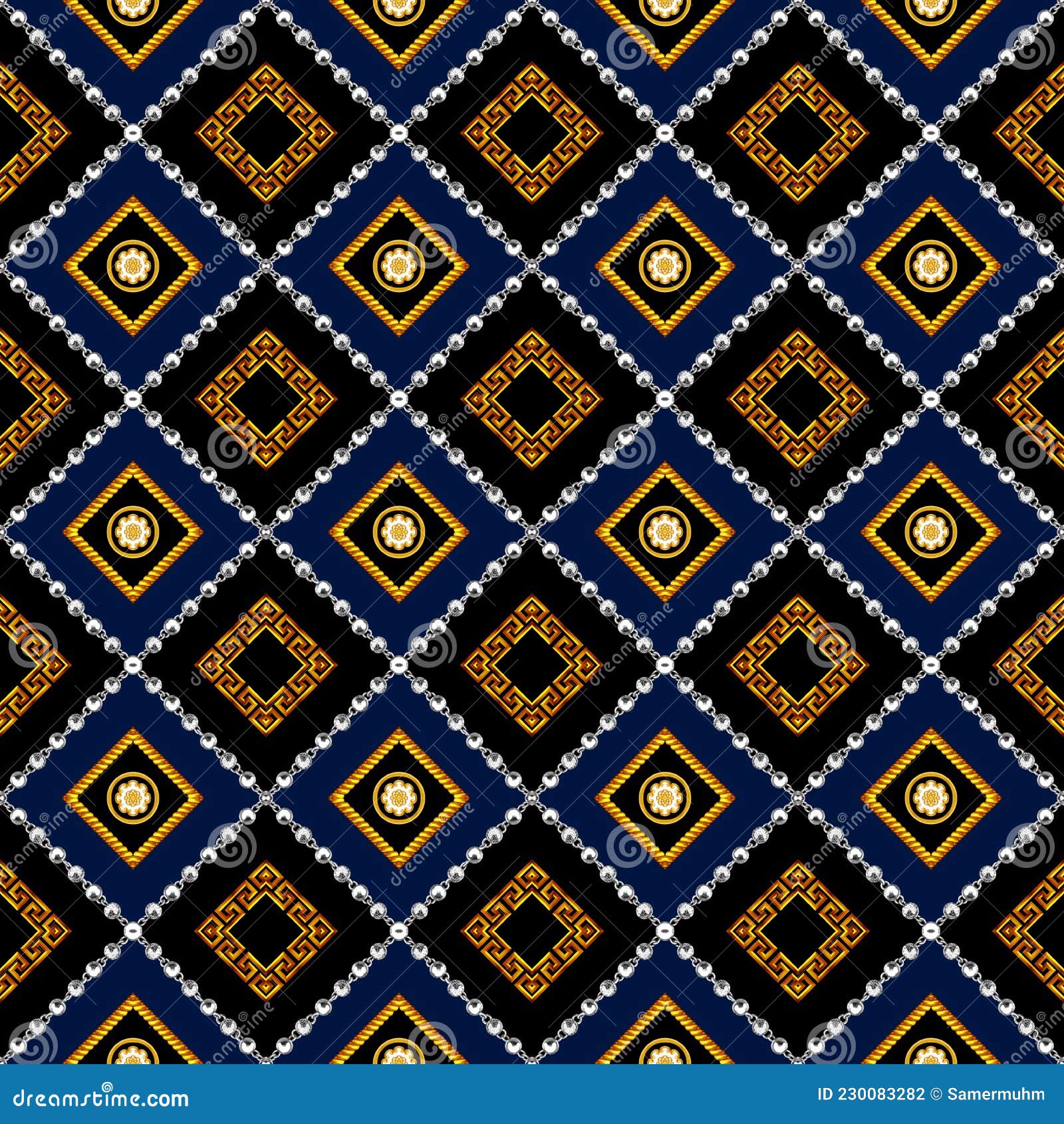 Seamless Luxury Diagonal Pattern with Golden Antique Decorative Motifs ...