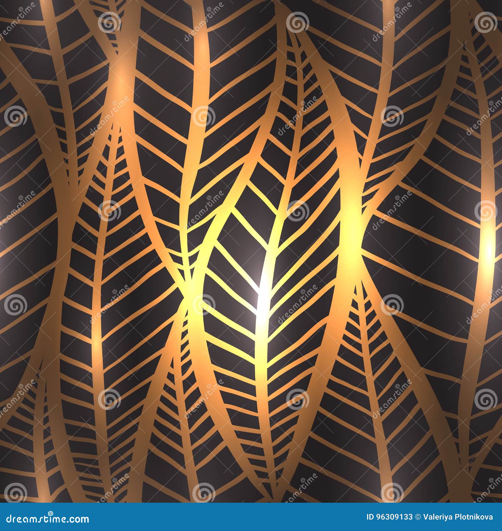 Seamless Luxury Texture with Stylized Golden Leaves. Stock Vector ...
