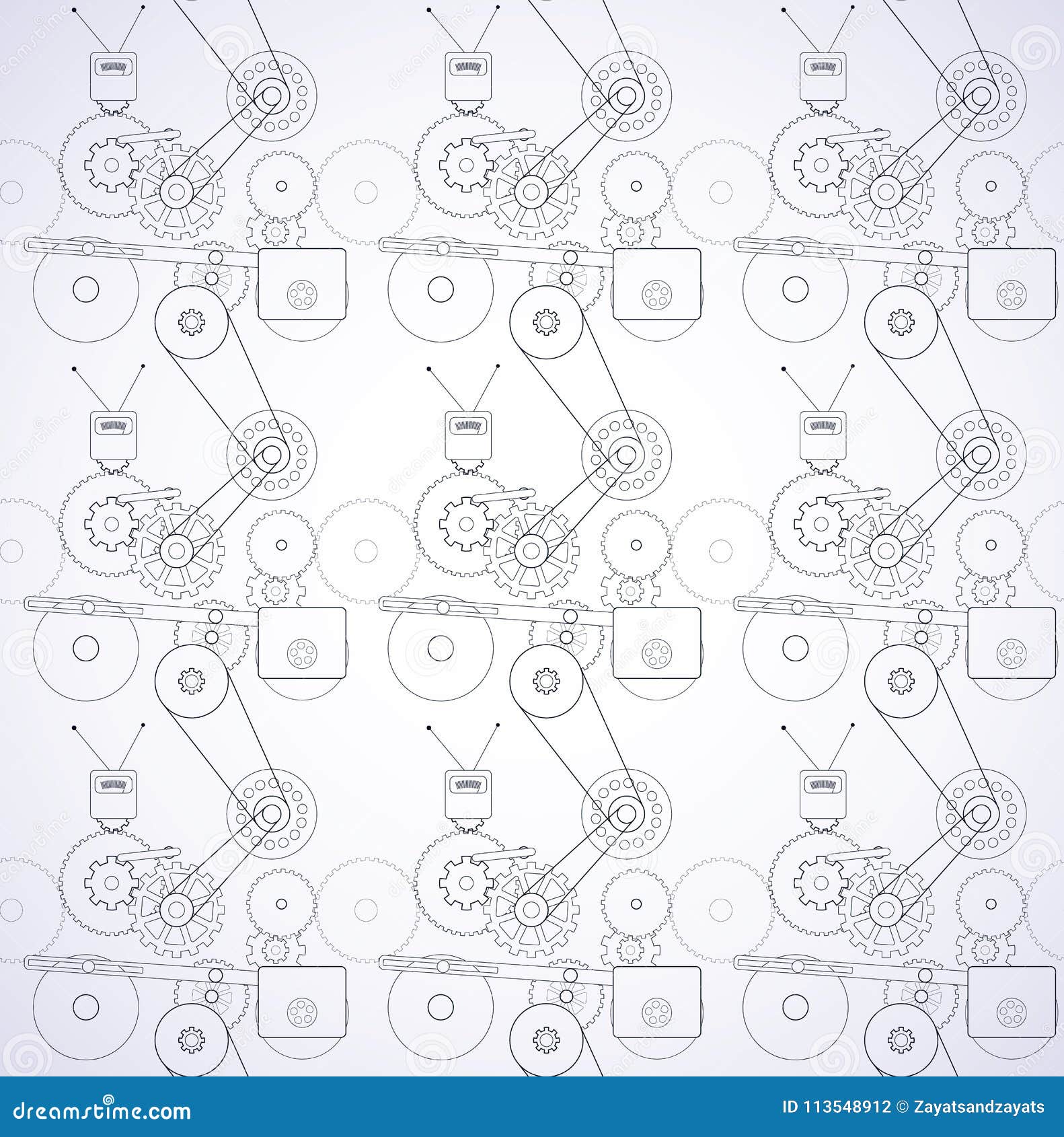Seamless machines stock vector. Illustration of gear - 113548912