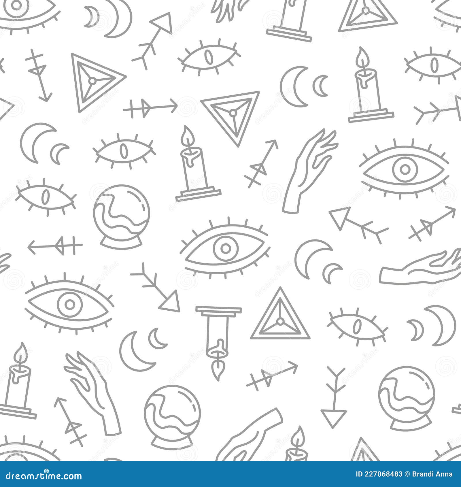 Seamless Magic Pattern. Halloween Items And Symbols. Magic Wand And ...