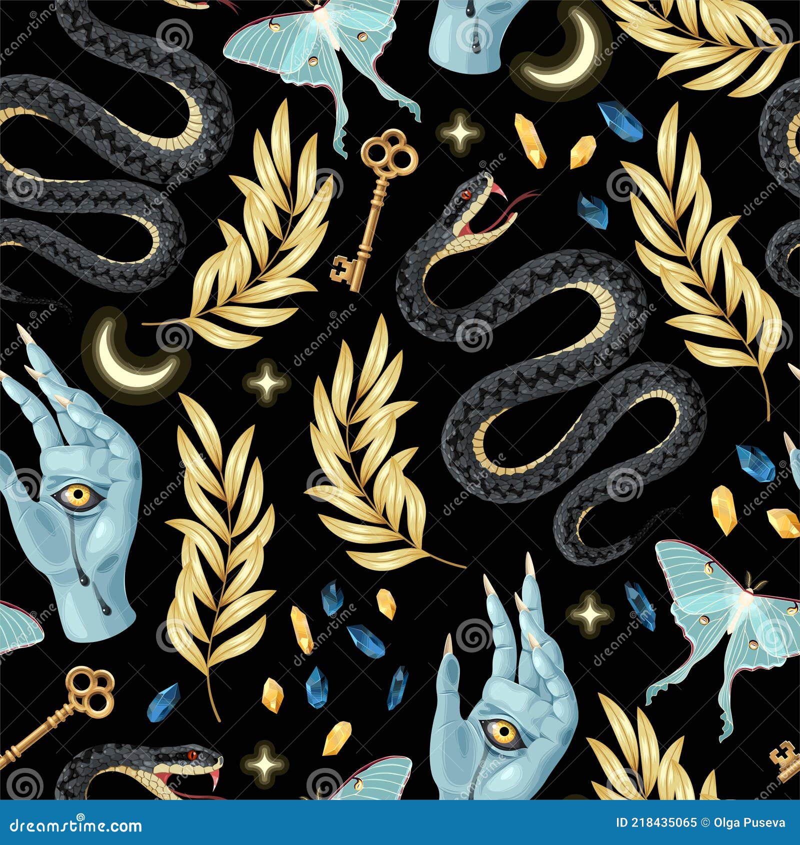 Seamless Magic Pattern with Supply for Witchcraft Stock Vector ...