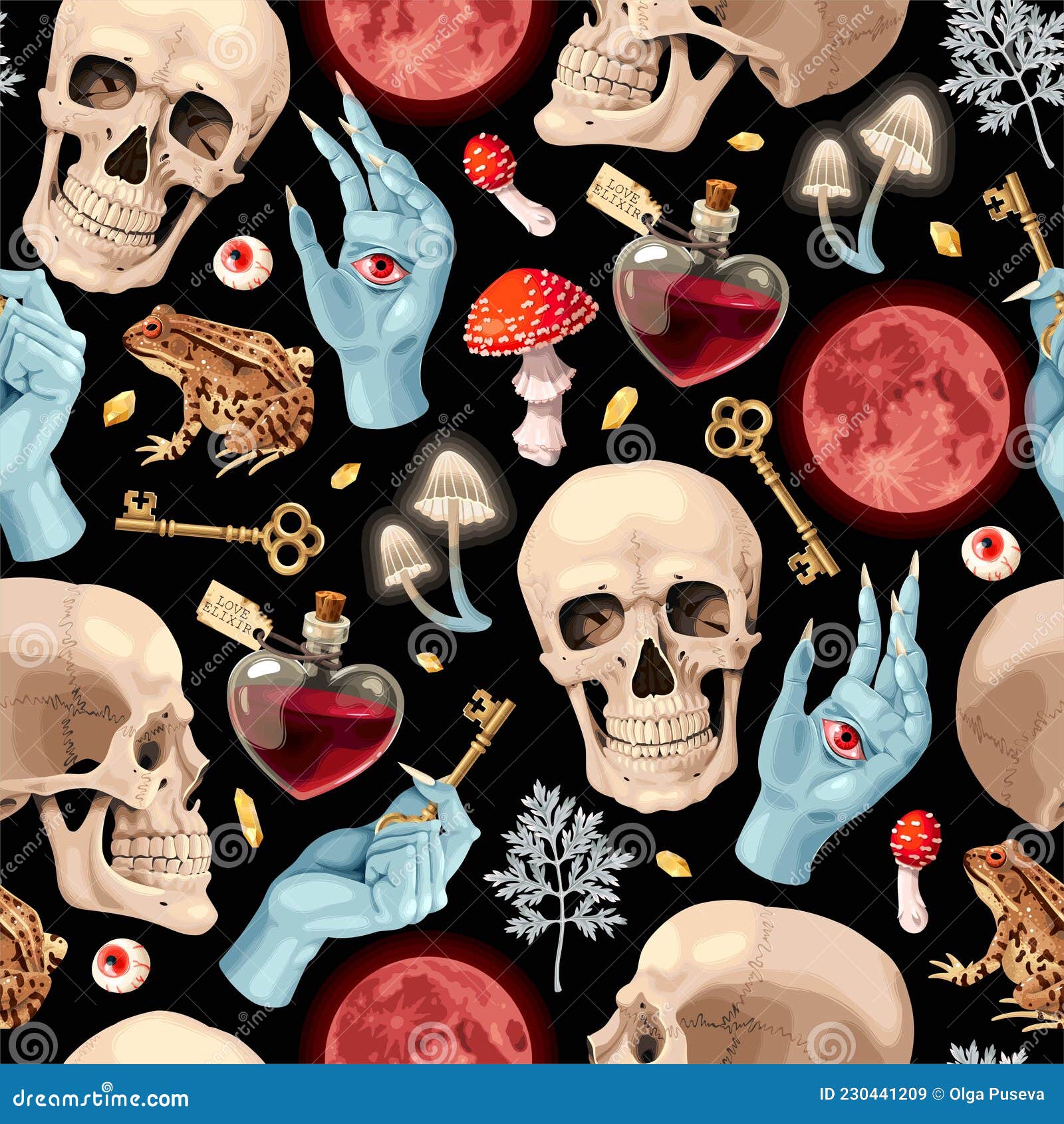 Seamless Magic Pattern with Supply for Witchcraft Stock Vector ...