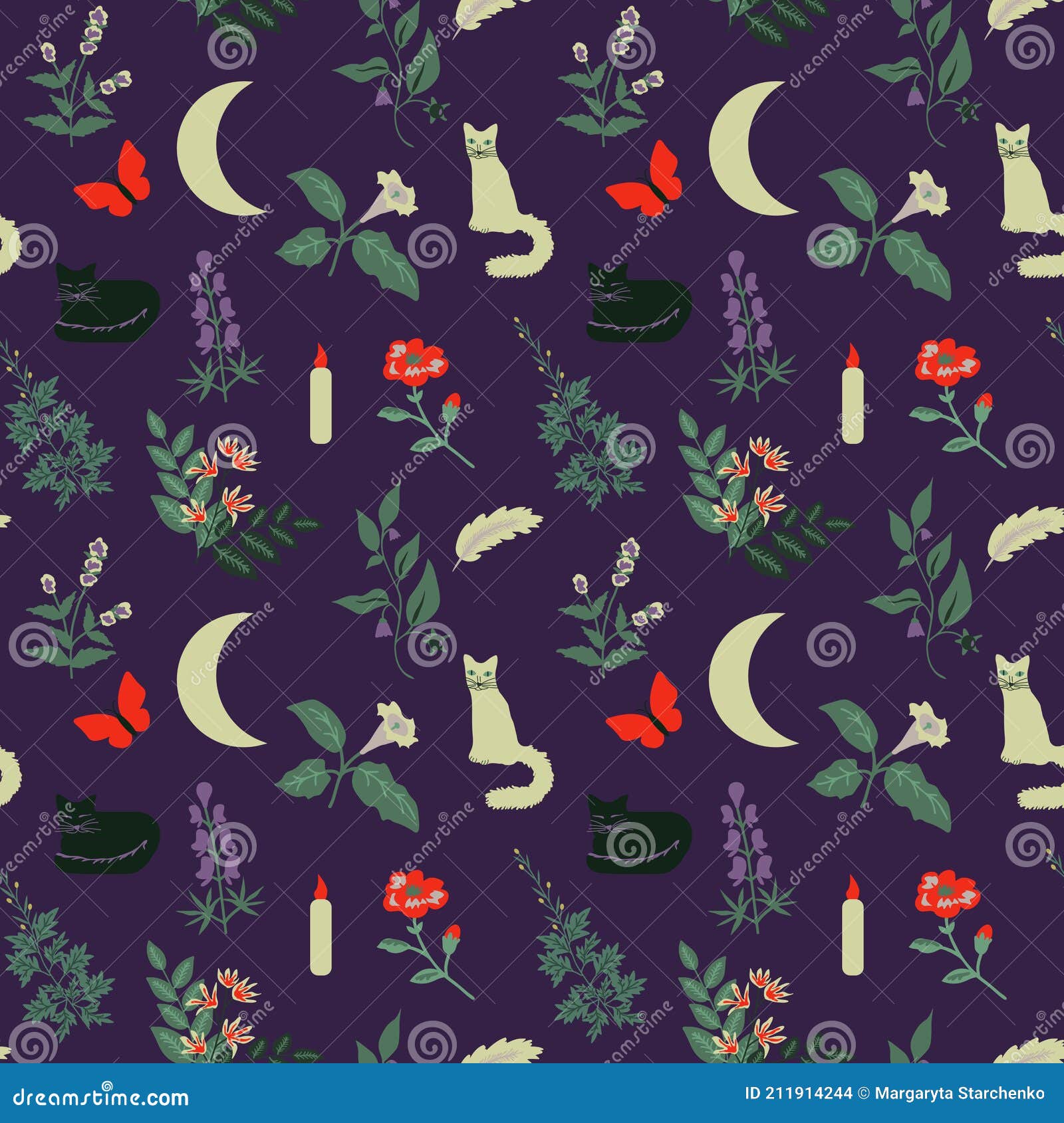 Seamless magic pattern stock vector. Illustration of purple - 211914244