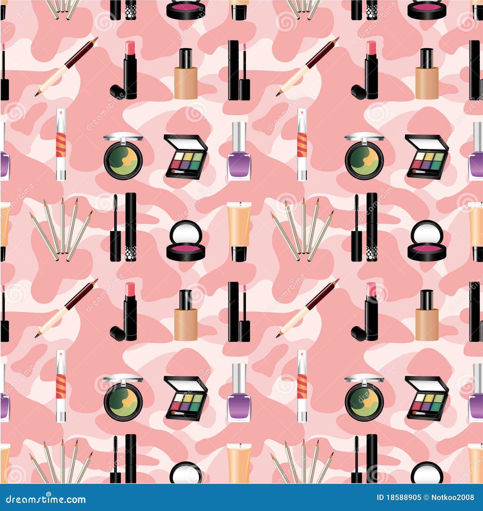 Seamless makeup pattern stock vector. Illustration of bottle - 18588905