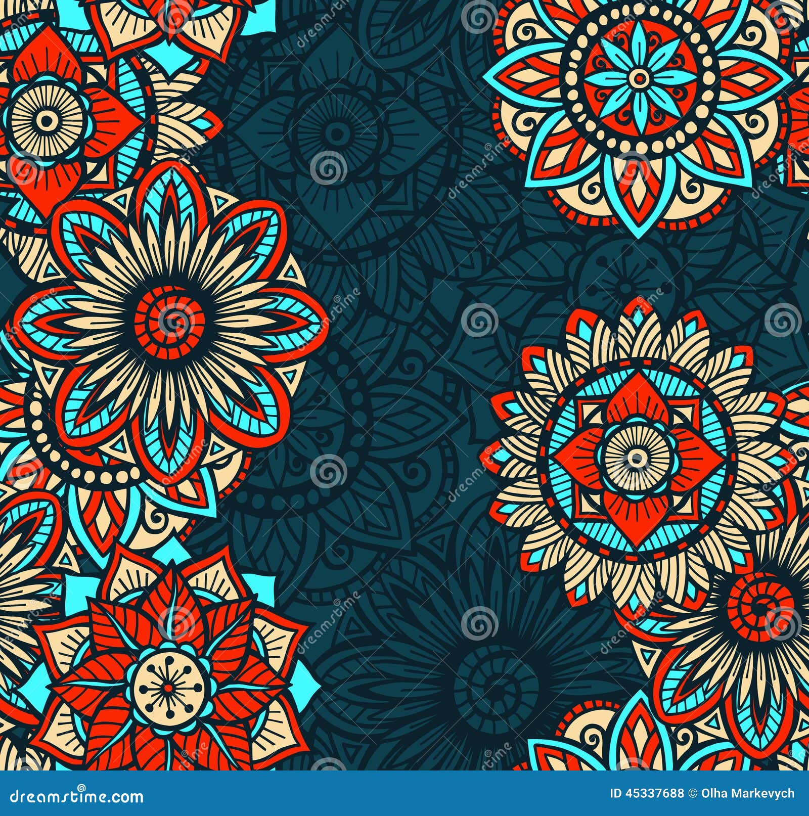 Seamless Mandalas Pattern Stock Vector Illustration Of Circle 45337688