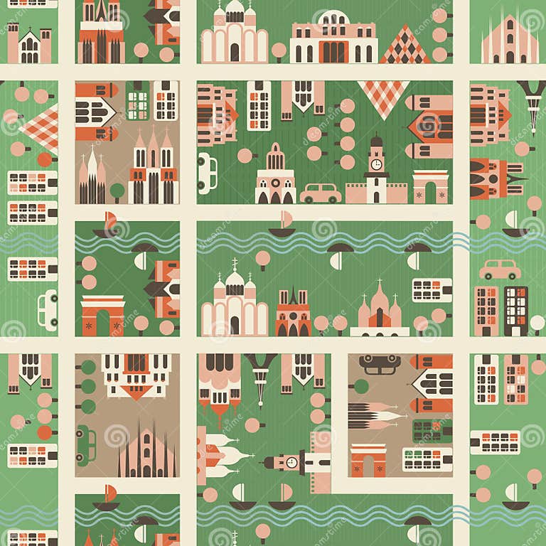 Seamless Map of City in Vector Stock Vector - Illustration of city ...
