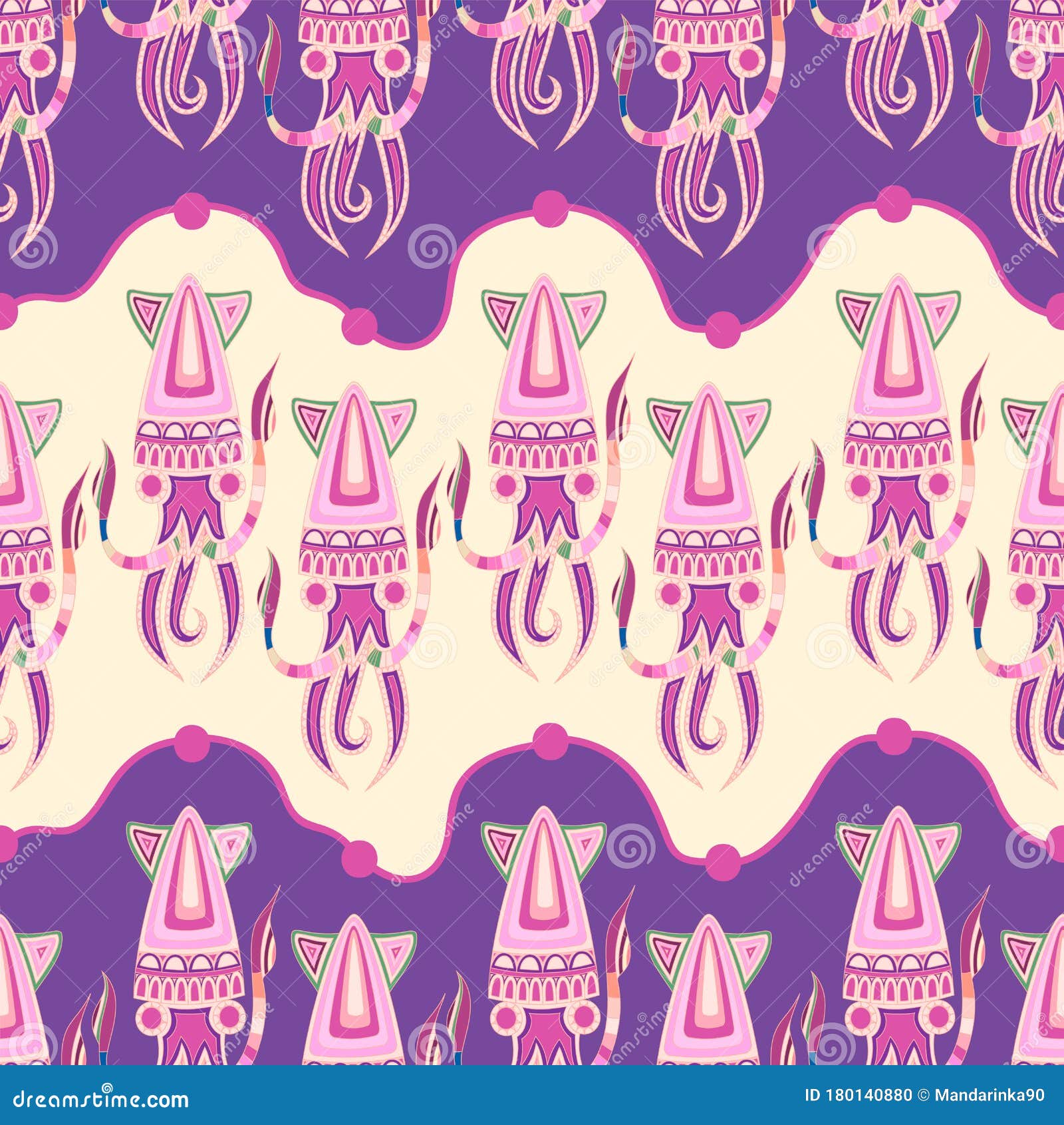 Seamless Marine Background with Squid Stock Vector - Illustration of ...