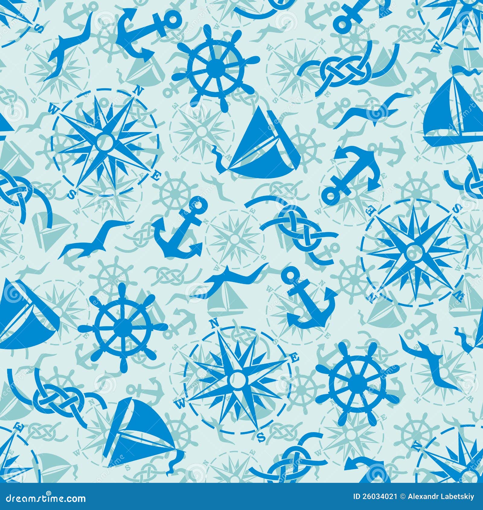 Seamless marine pattern stock vector. Illustration of seagull - 26034021