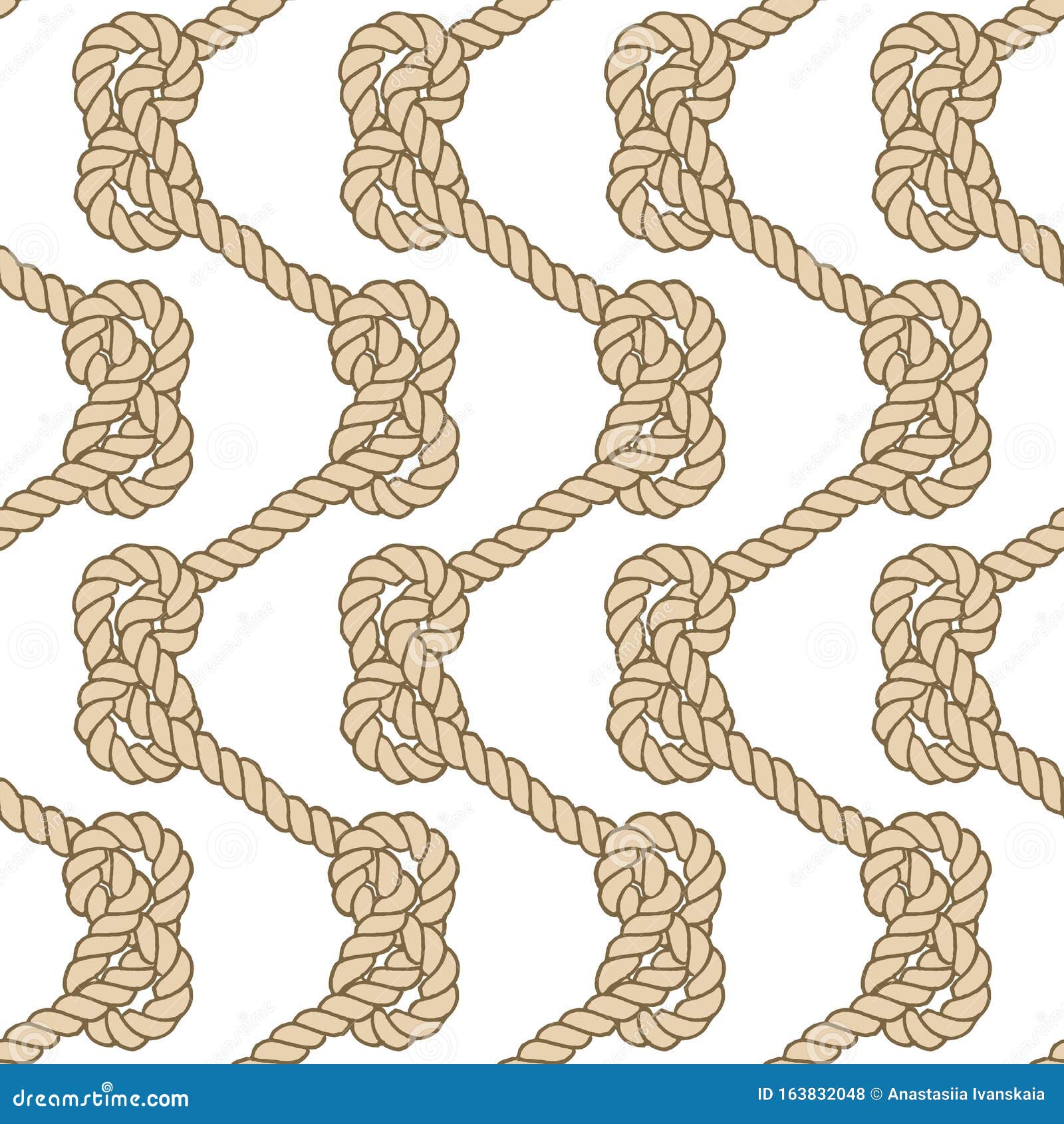 Seamless Marine Rope Pattern, Vector Figure 8 Knot Stock Vector ...