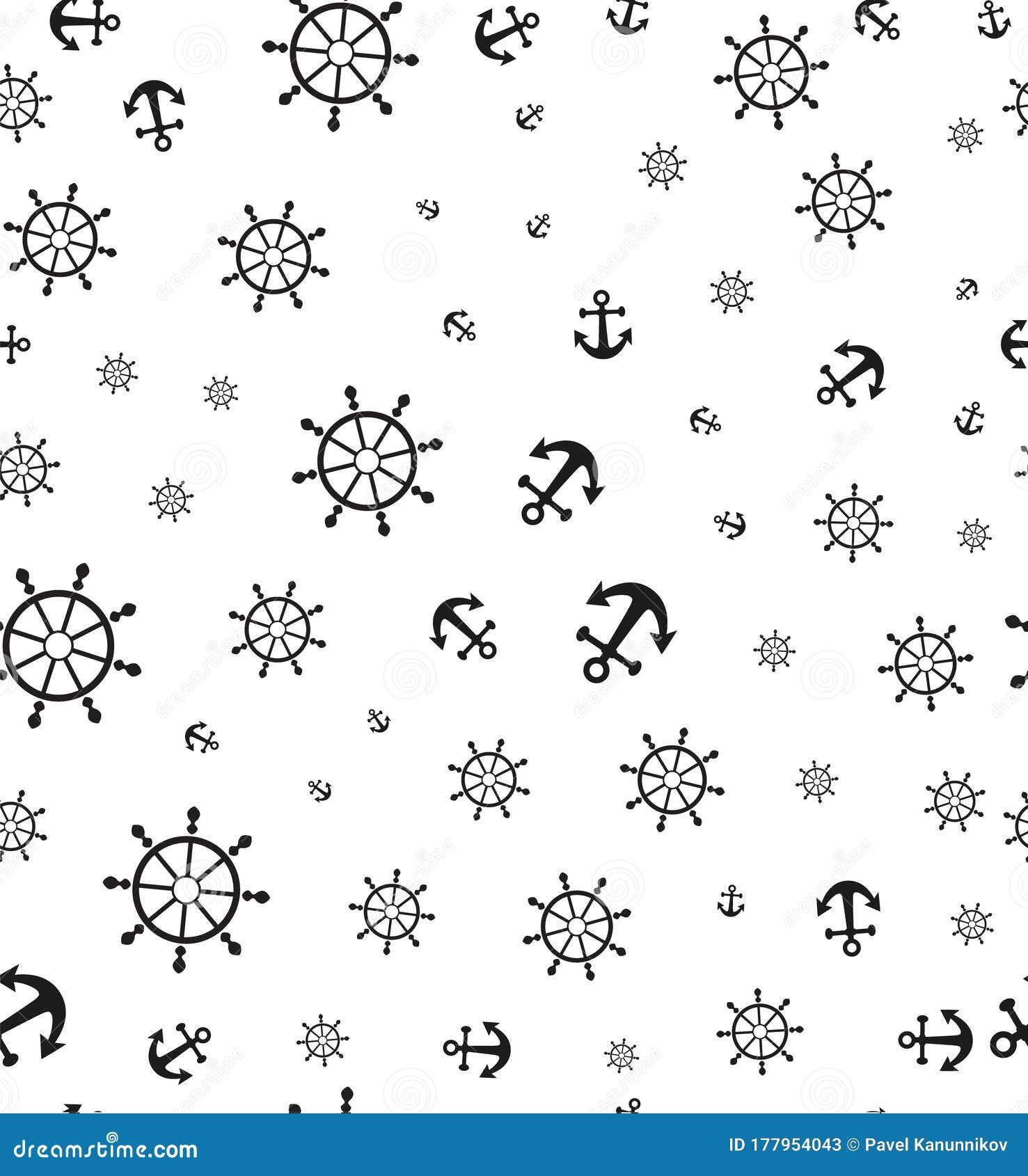 Seamless Maritime Pattern ,Blue Sailing Vessel and Anchor on a White ...