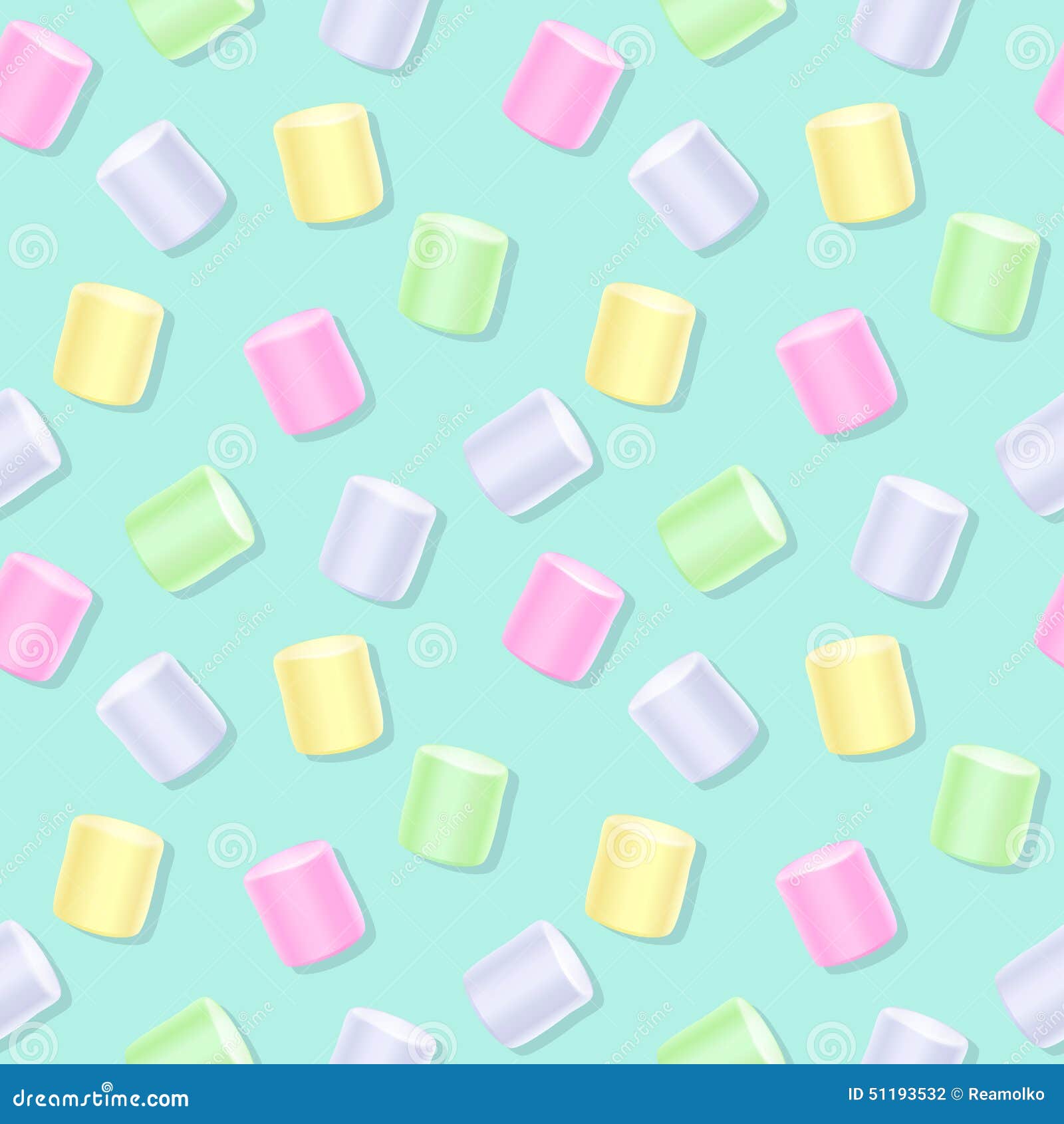 Seamless Marshmallow Pattern - Green Back. Stock Vector - Illustration ...