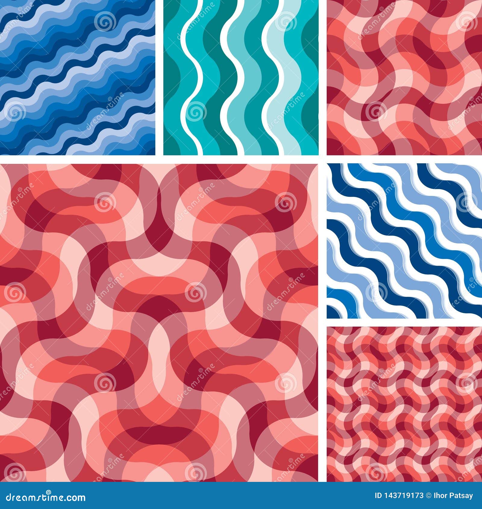 Seamless Material Wave Patterns Stock Vector - Illustration of graphic ...
