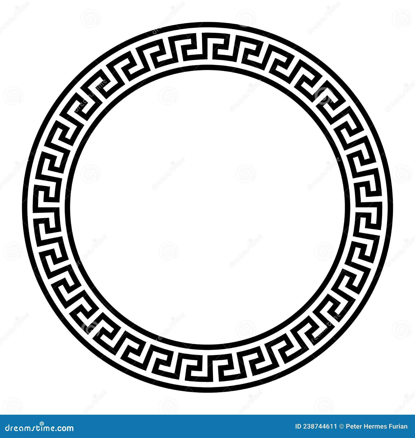 Simple Meander Pattern, Circle Frame and Decorative Border Stock Vector ...