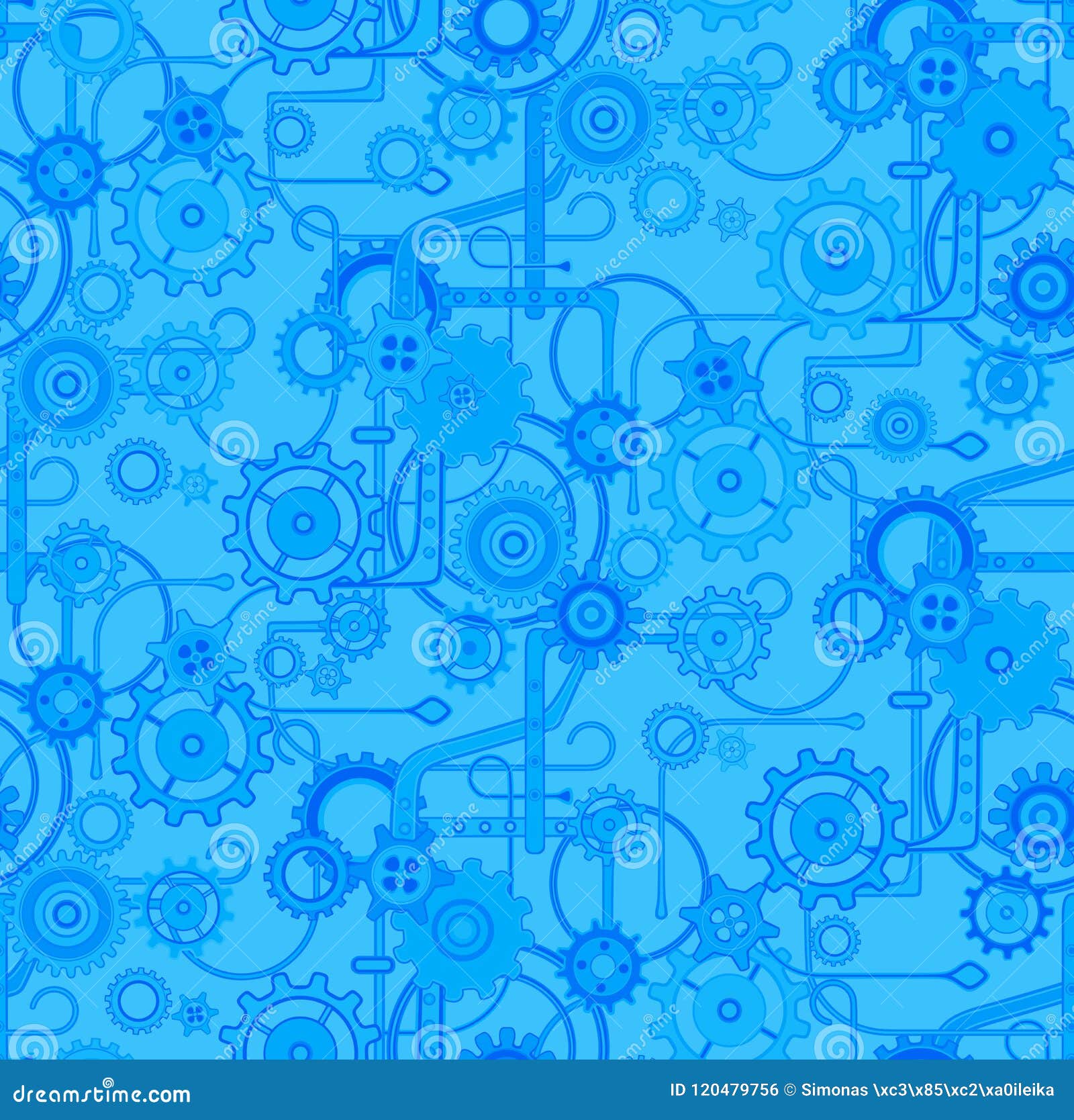 Seamless Mechanical Vector Background Pattern . Blue And Electric ...