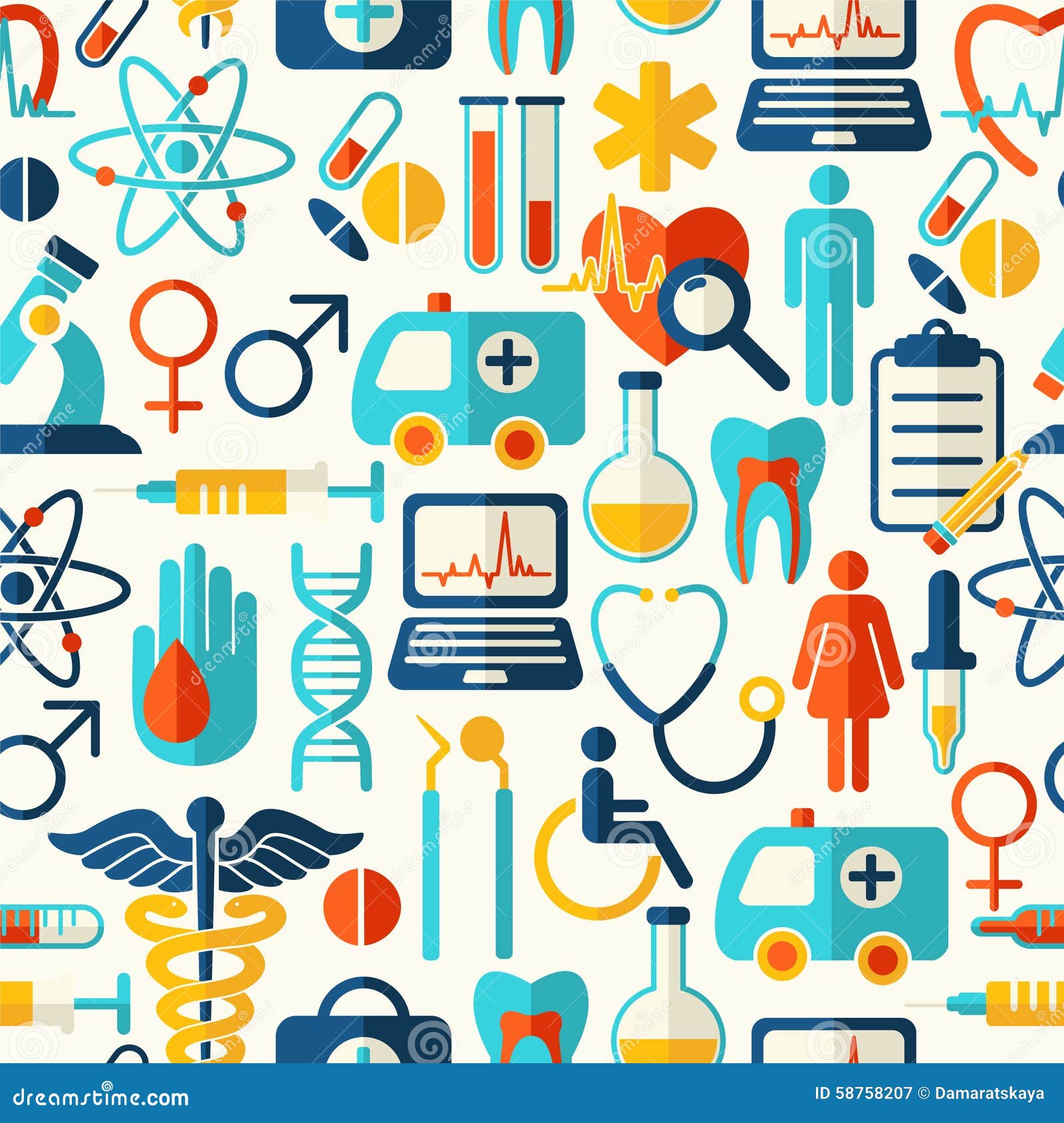 Seamless Medical Background Stock Vector - Illustration of cardiogram ...