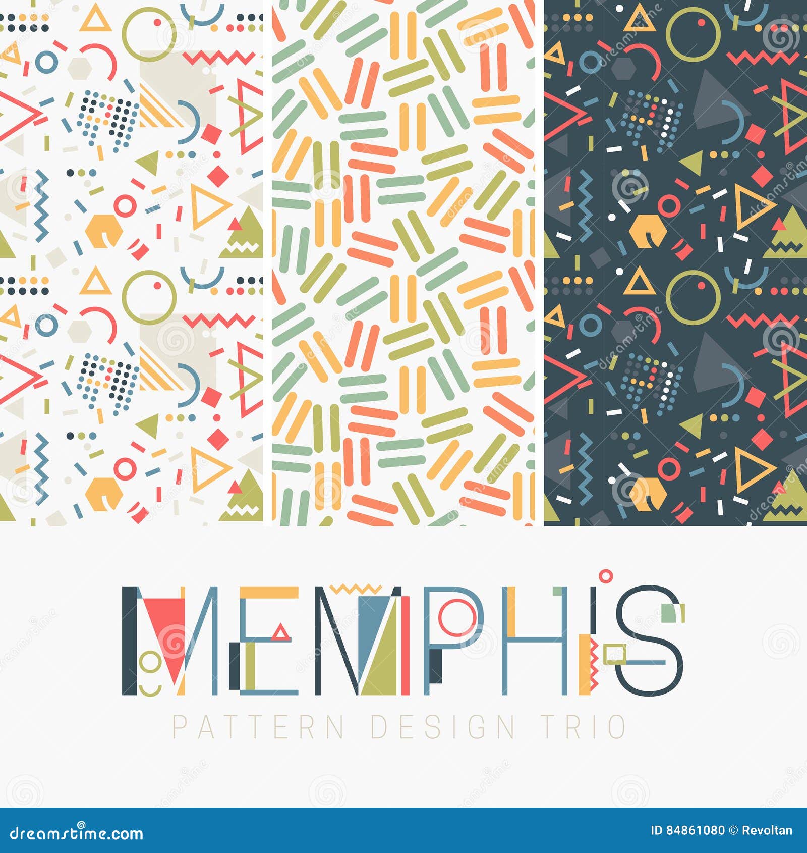 Seamless Memphis Design Pattern Set Stock Vector - Illustration of ...