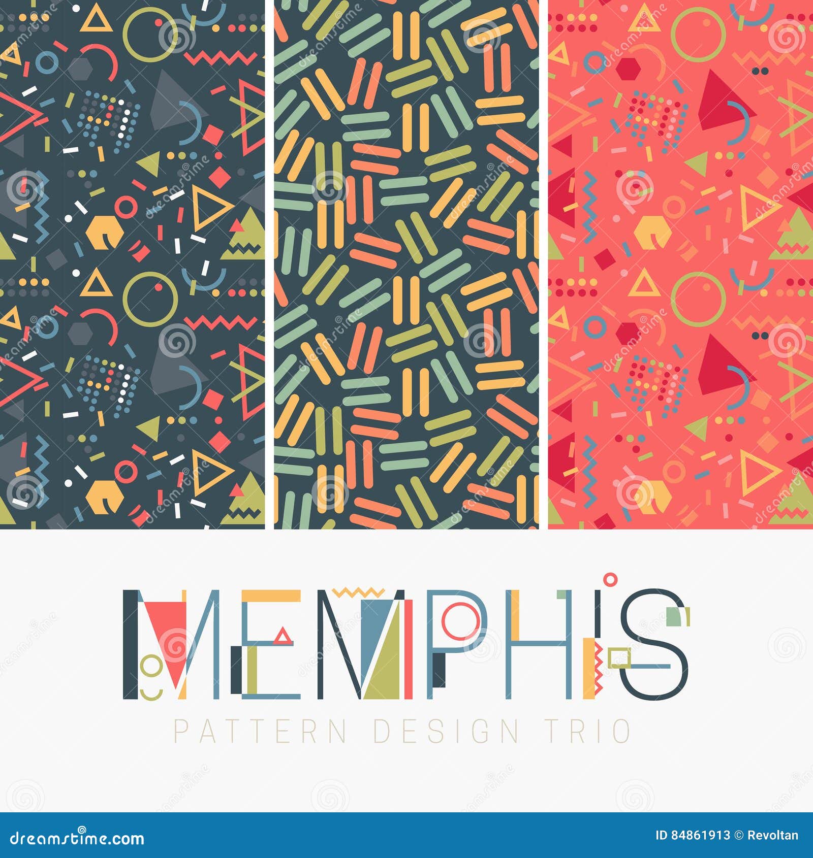 Seamless Memphis Design Pattern Set Stock Vector - Illustration of ...