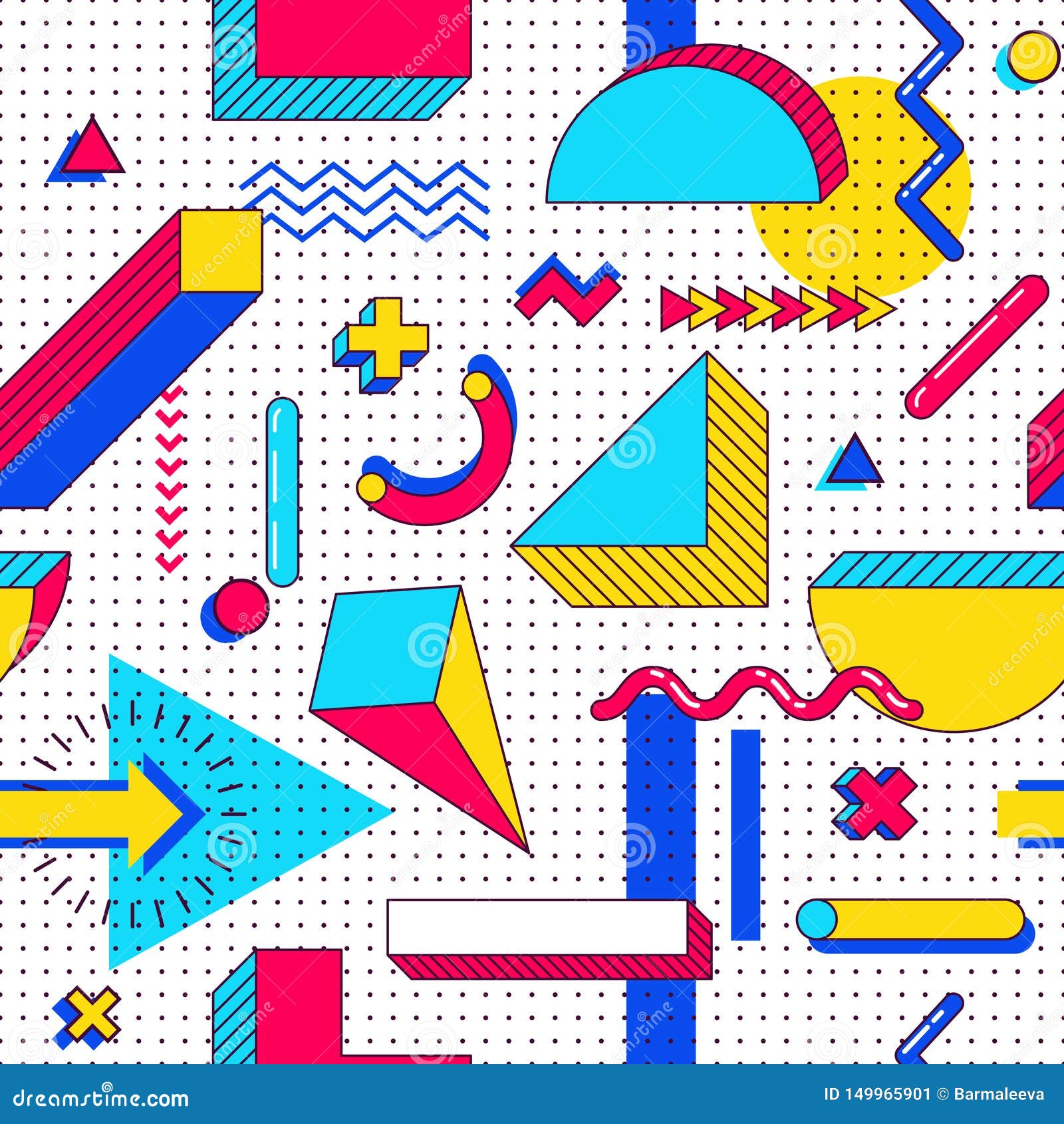 Seamless Memphis Pattern. Abstract 90s Trends Elements with ...