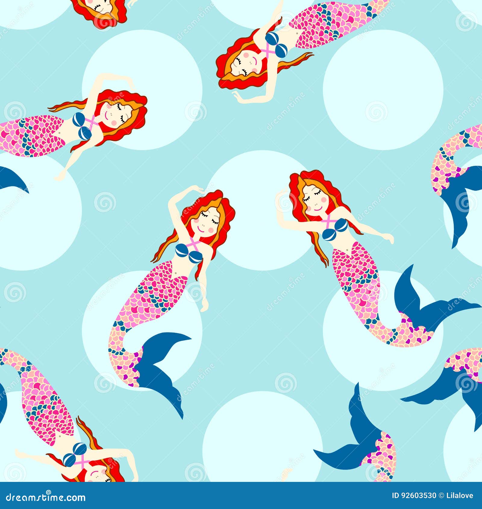 Seamless mermaid pattern stock vector. Illustration of cartoon - 92603530