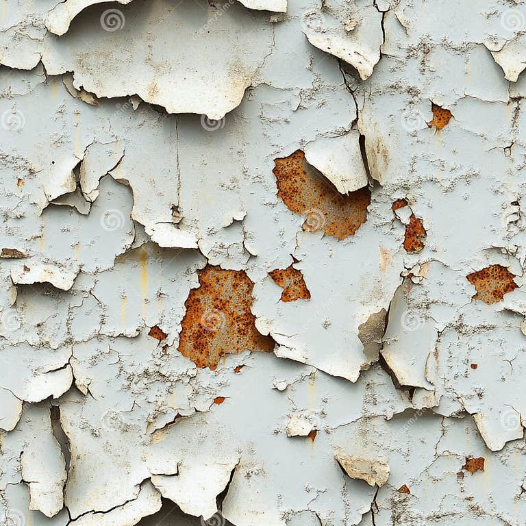 Seamless Metal Texture with Peeling White Paint and Deep Rust Spots ...