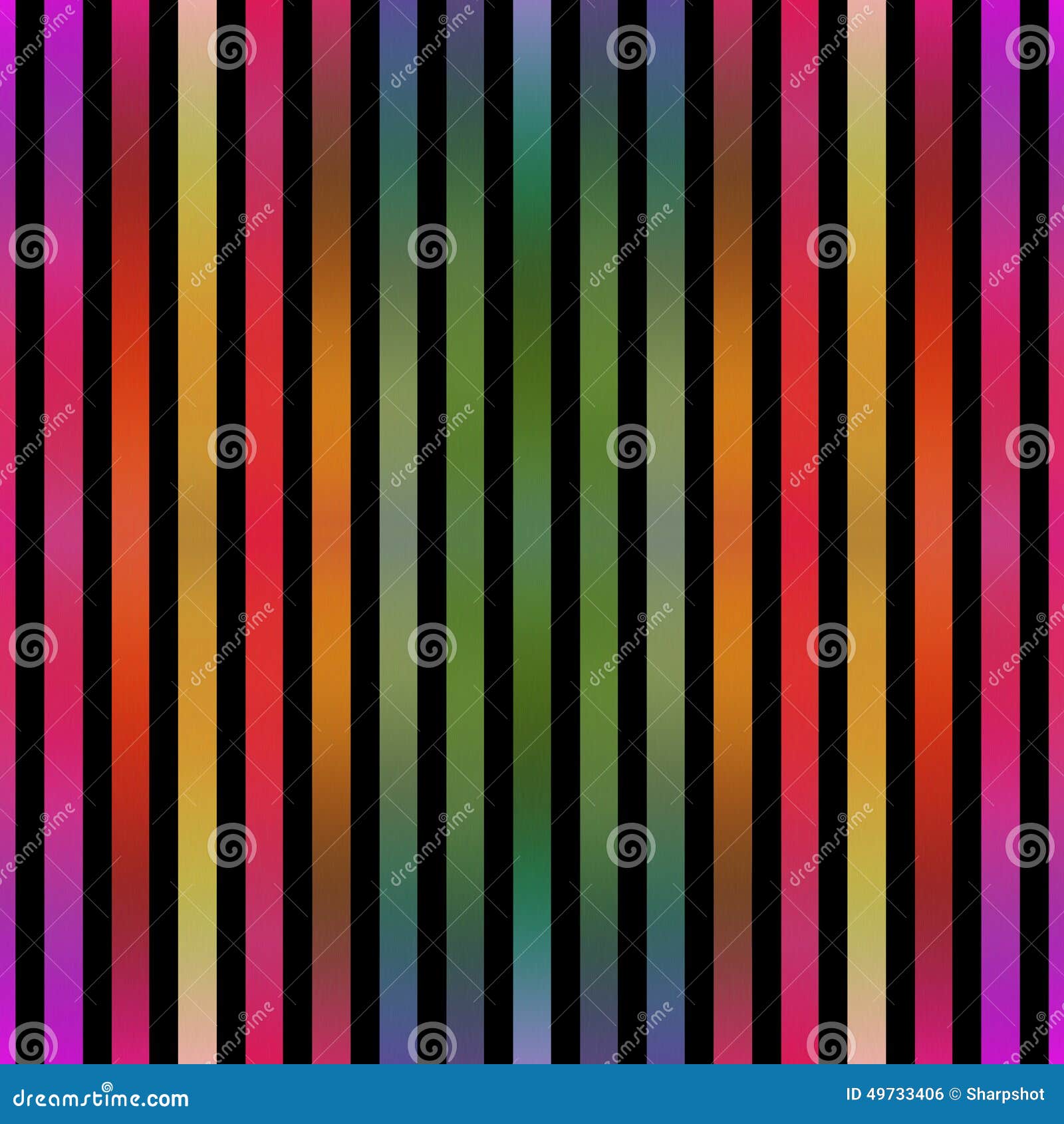 Seamless Metallic Effect Colorful Stripes on Black. Stock Illustration ...