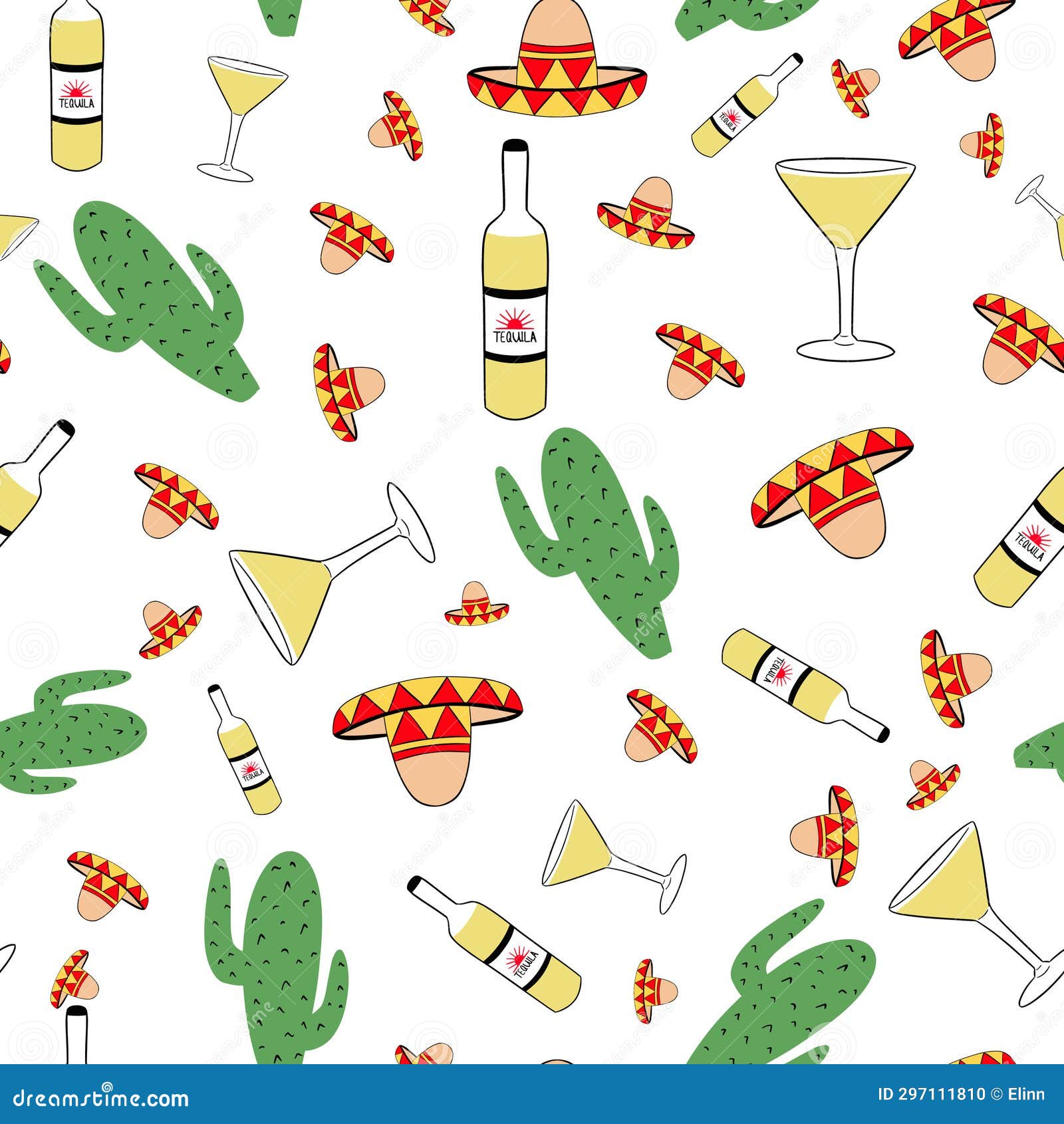 Seamless Mexican Elements Culture Pattern Stock Vector - Illustration of fiesta, abstract: 297111810