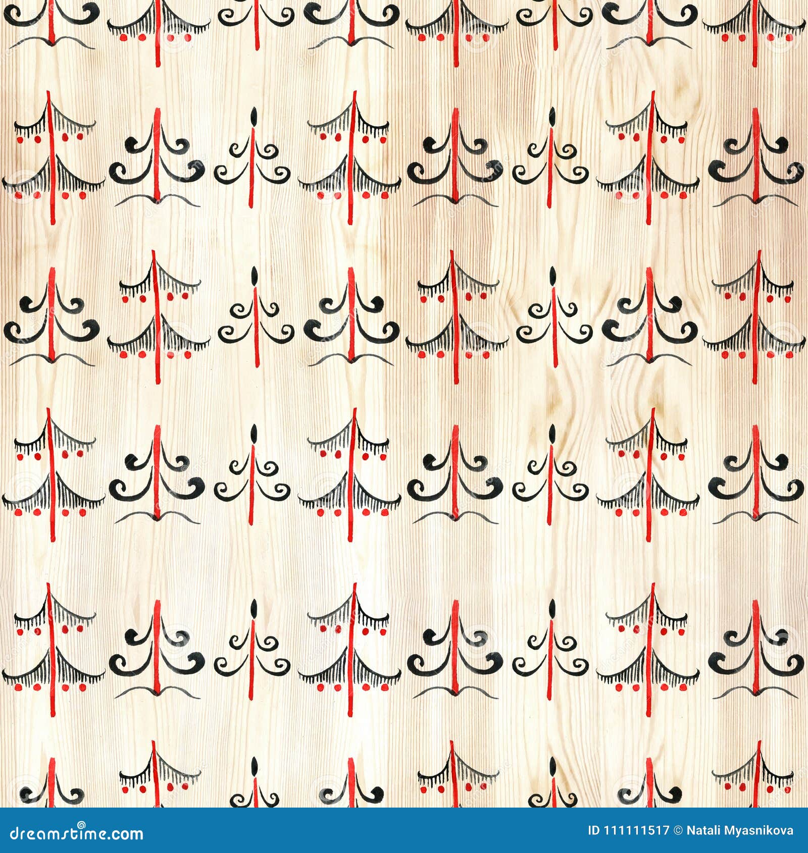 Seamless Mezen Pattern with Firs Trees Wood. Ethnic Background Stock ...
