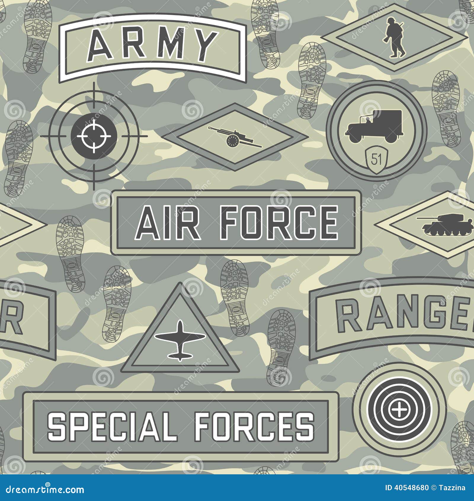 Seamless Military Pattern 08 Stock Vector - Illustration of defend ...