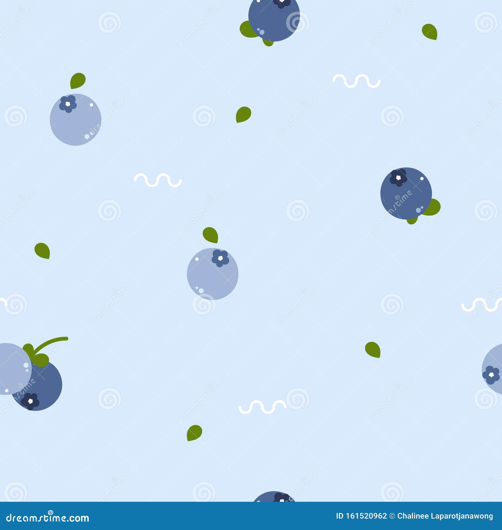 Seamless Minimal Cute, Sweet, Pastel Nature Fruit Blueberry with Leaf ...
