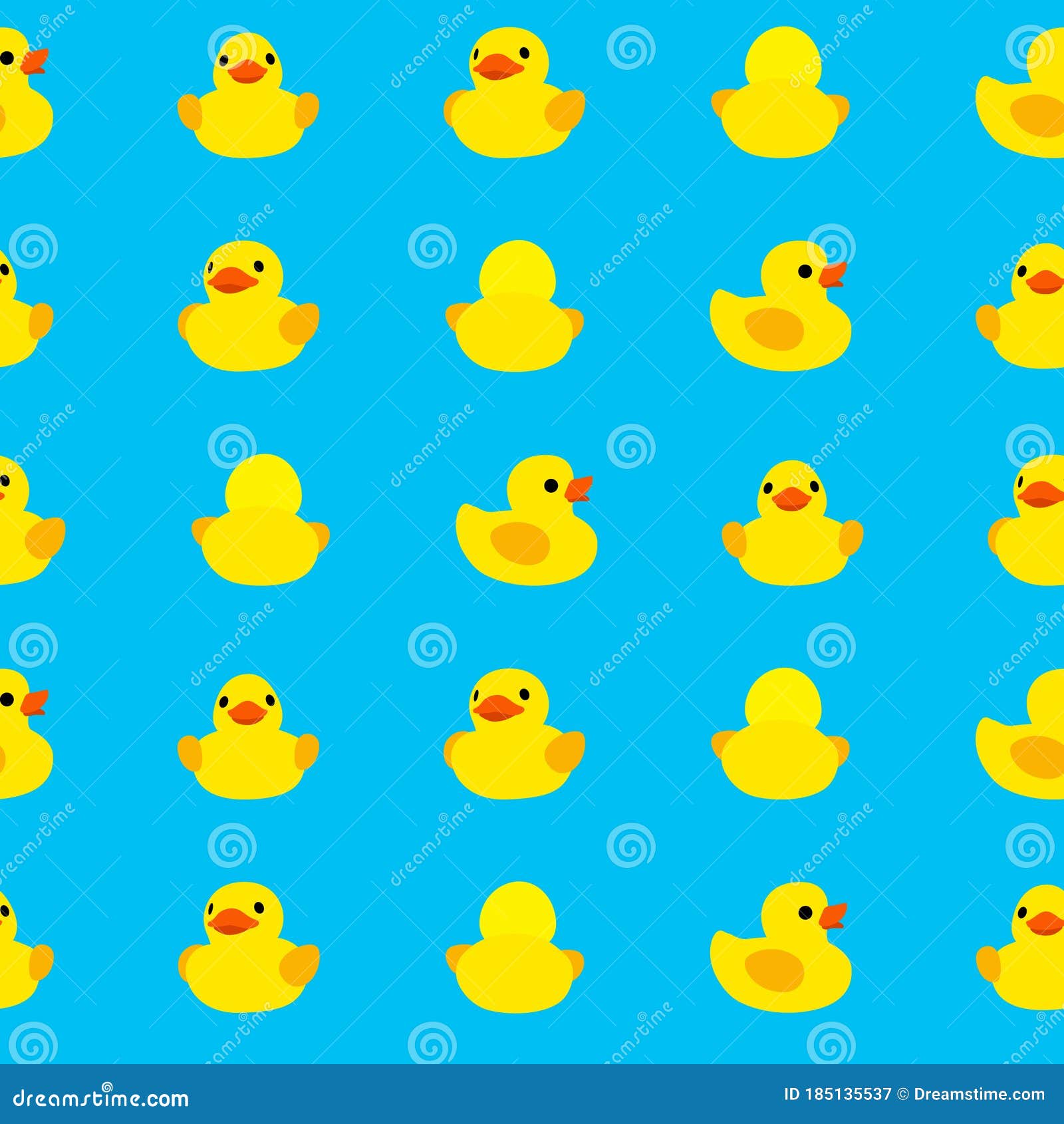 Seamless Minimal Vector Pattern with Bright Yellow Ducks. Stock Vector ...