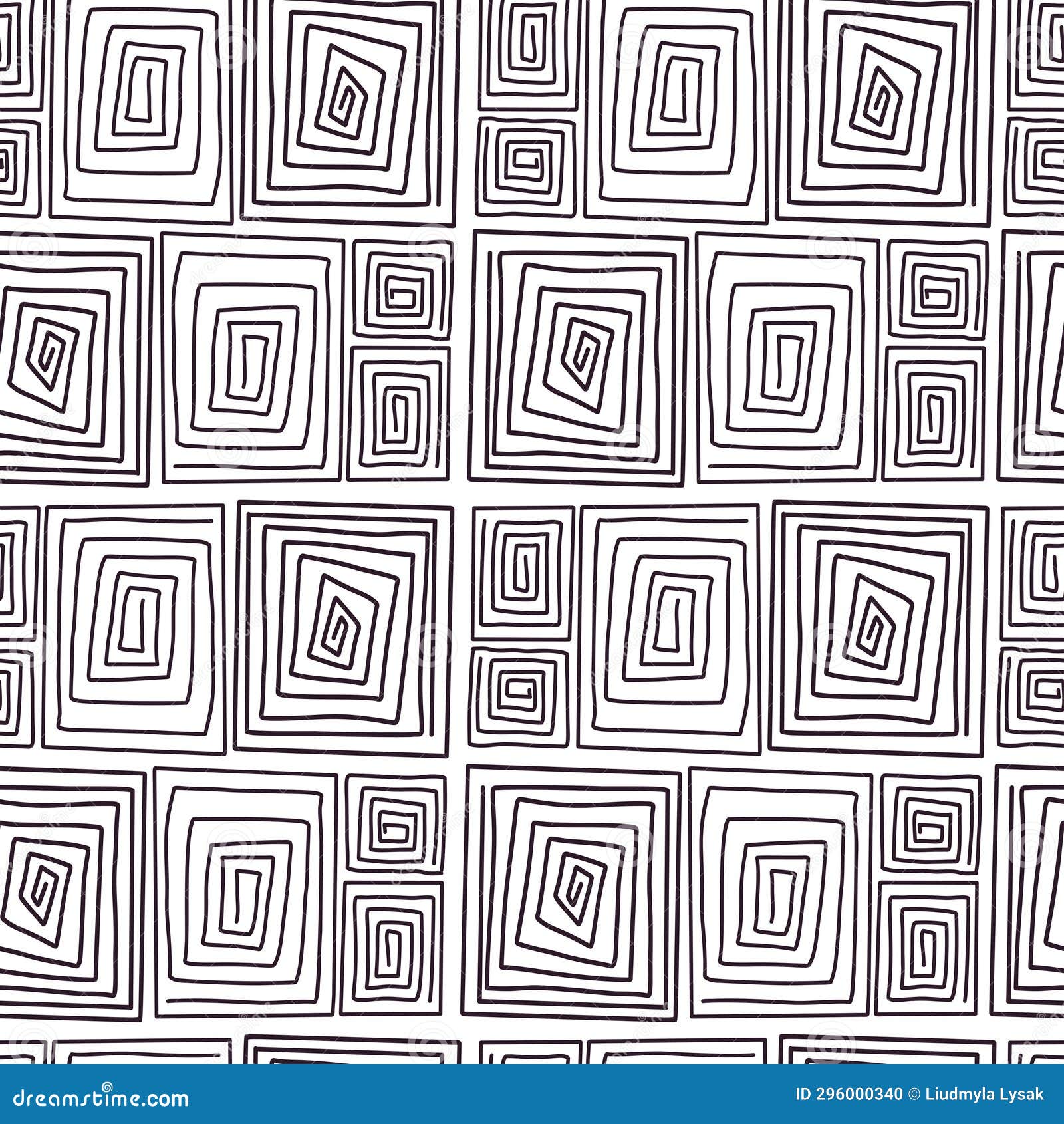 Seamless Modern Abstract Pattern. Linear Spiral Shapes Rectangles on ...