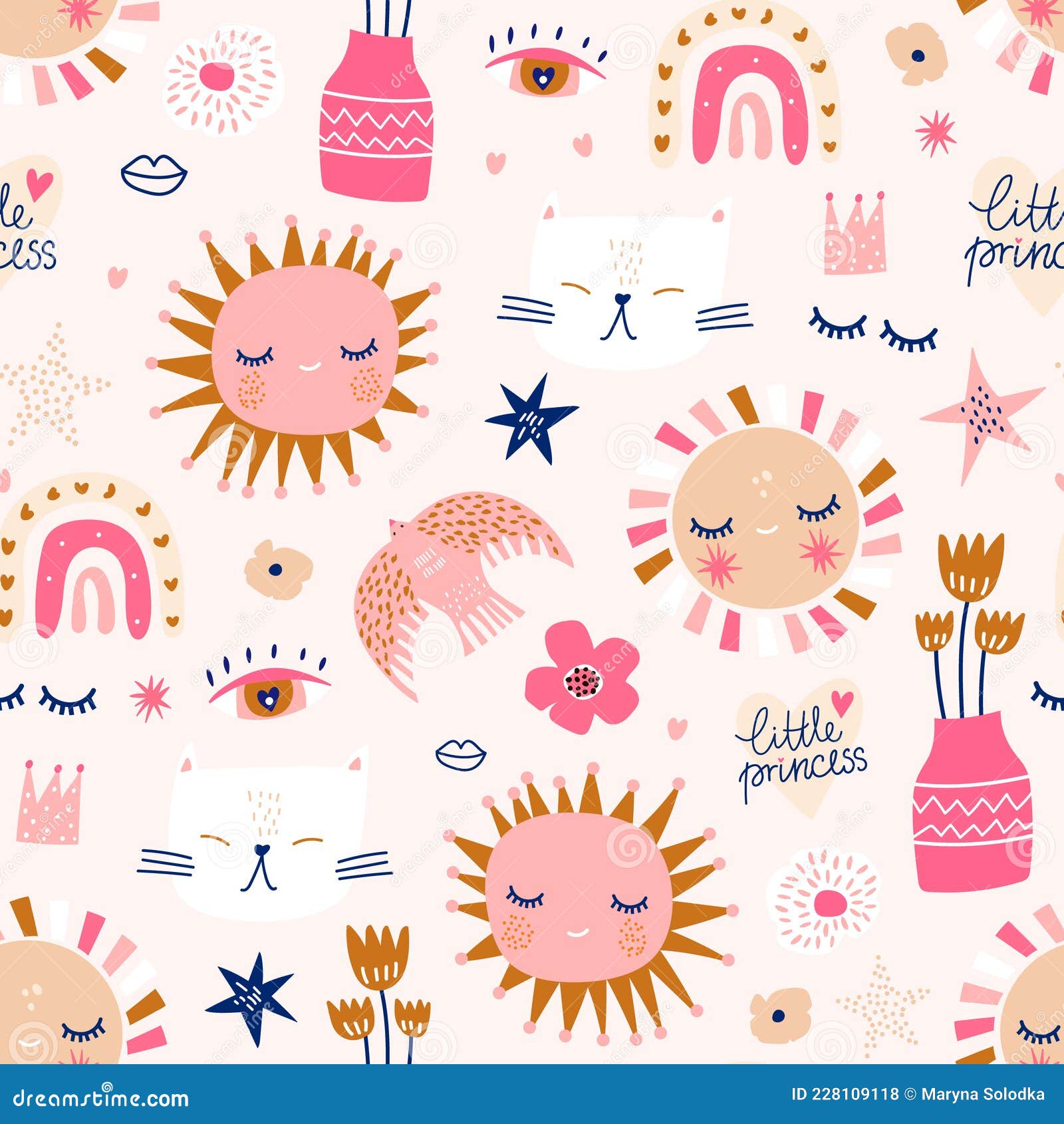 Seamless Modern Childish Pattern. High Detailed Kids Texture Stock ...